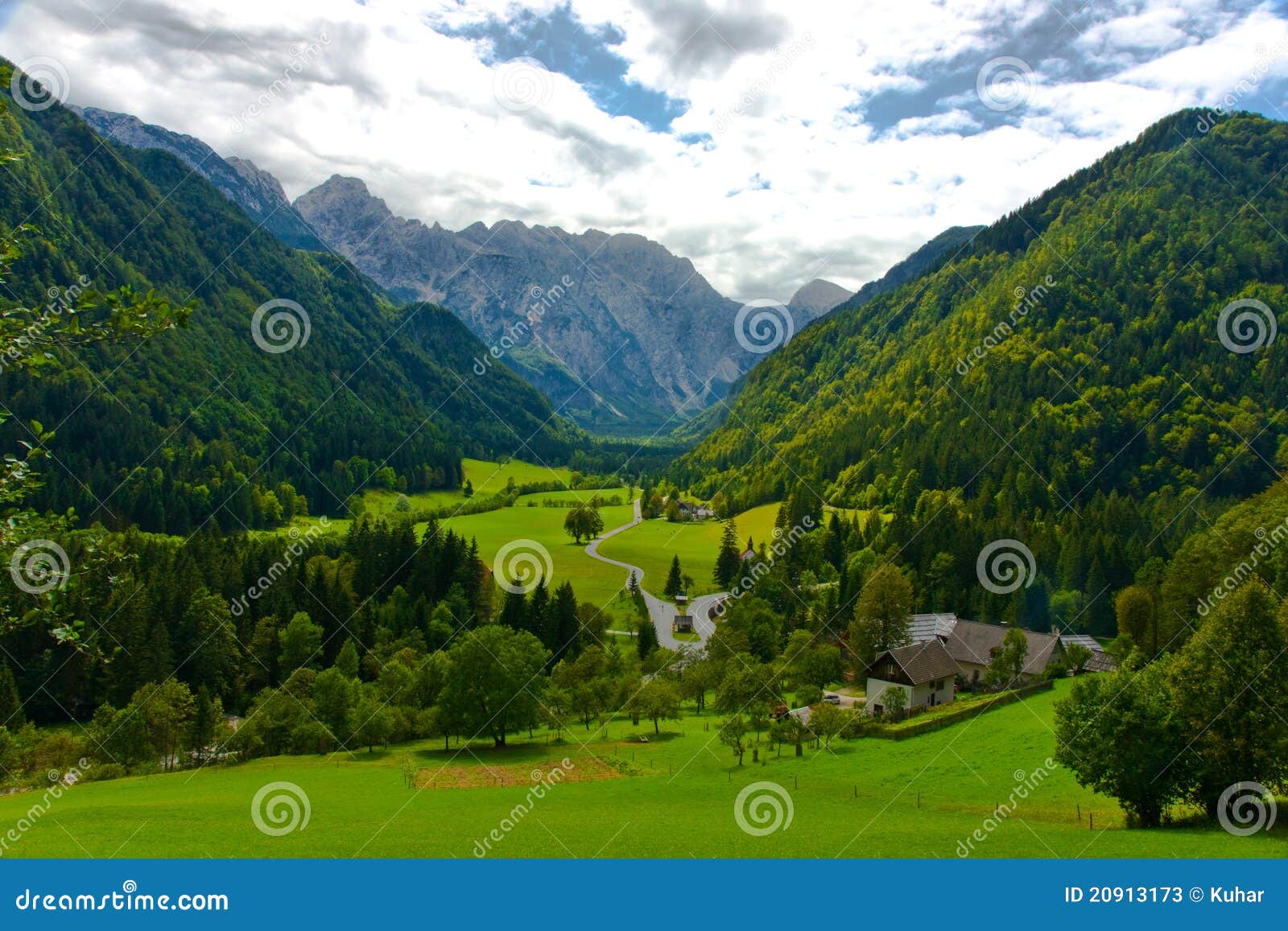 Idyllic Alps valley stock image. Image of green, logarska - 20913173