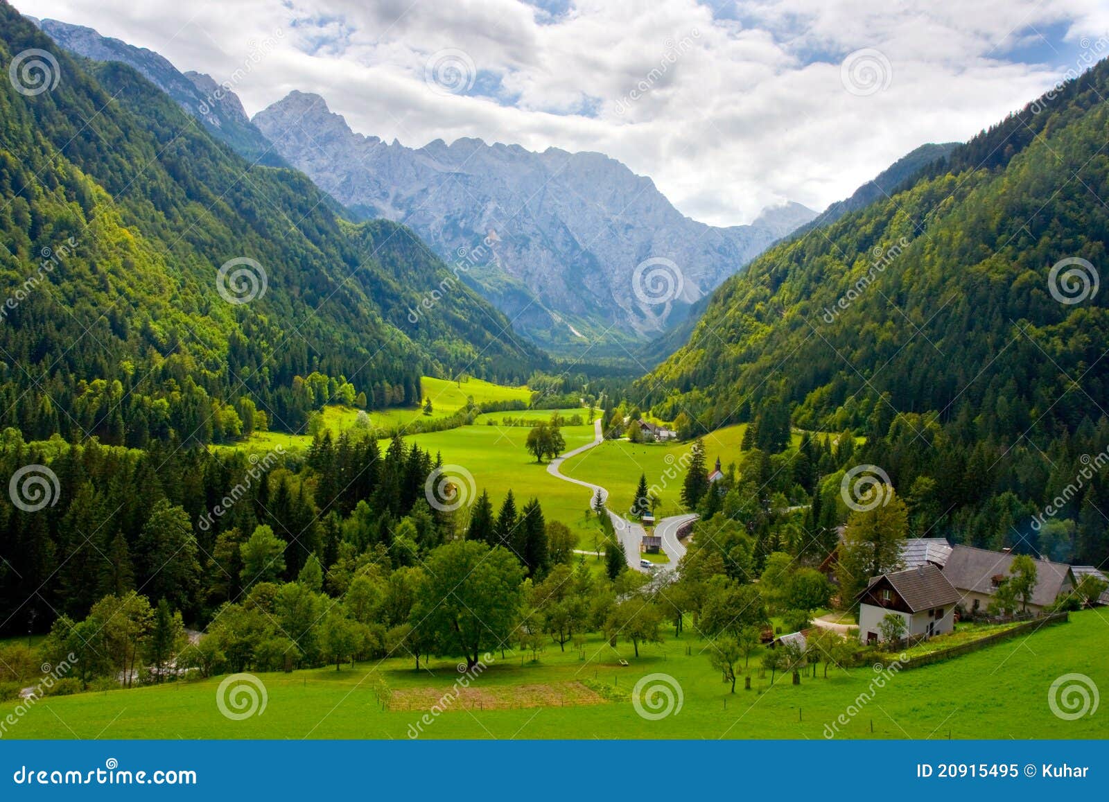 Idyllic Alps valley stock image. Image of beautiful, cloudscape - 20915495