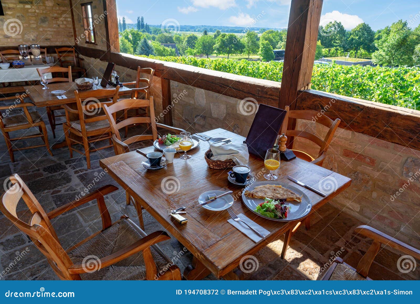 Idyllic Breakfast Table with a Nice View in the Nature Stock Photo ...