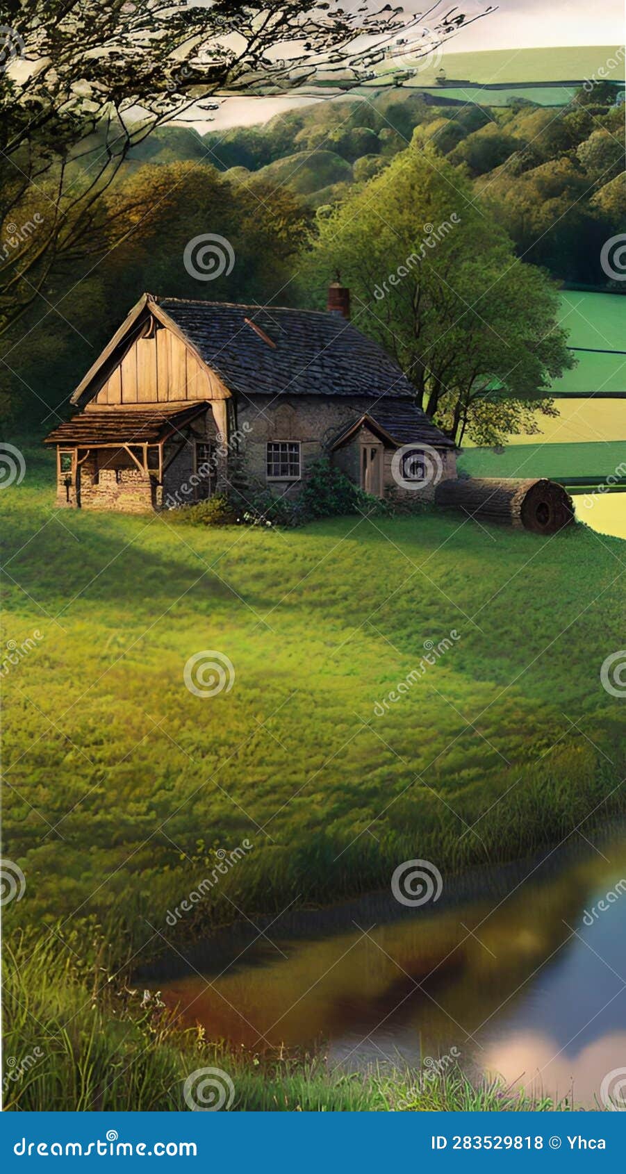 Idyllic Countryside Landscape Illustration Artificial Intelligence ...