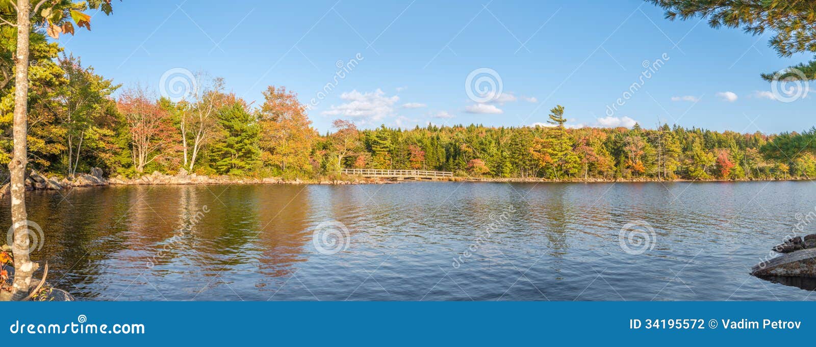 Idyllic Fall Foliage Scene with Reflections on Lake Stock Photo - Image ...