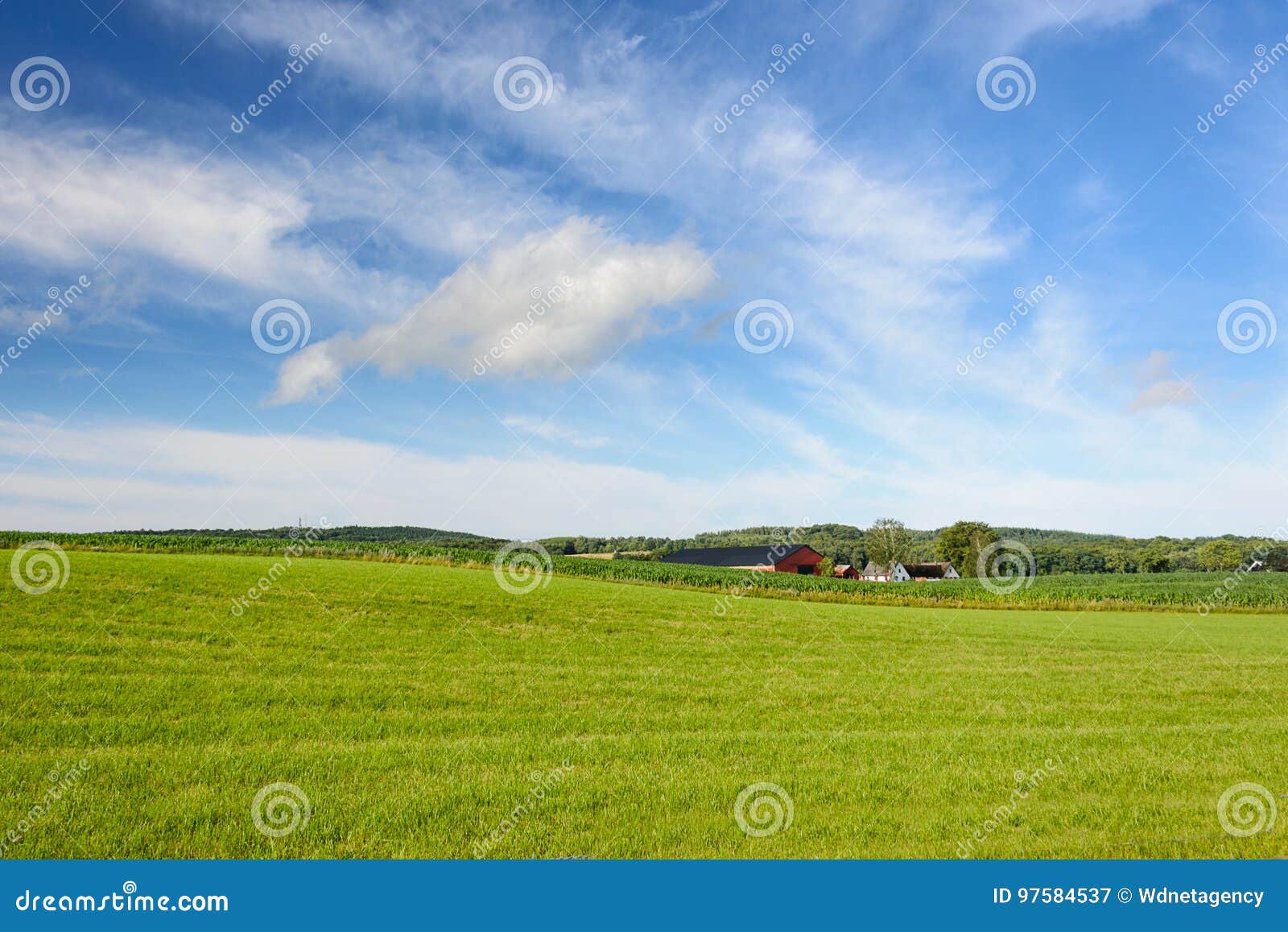 Idyllic Farm Field Landscape Stock Image - Image of natural, cloud ...