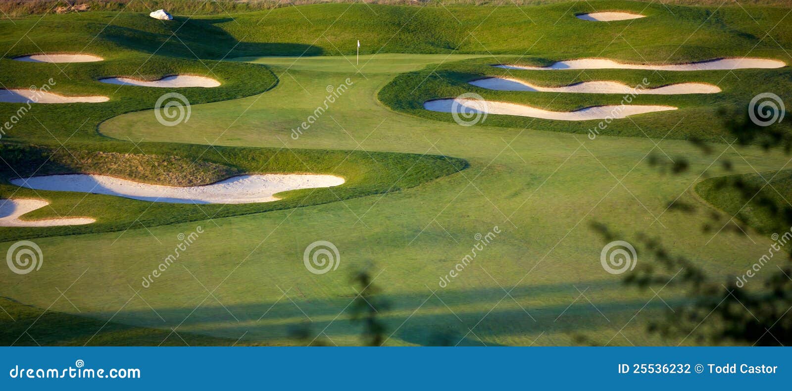 Idyllic Golf Course Hole Scene Stock Photo - Image of idyllic, majestic ...
