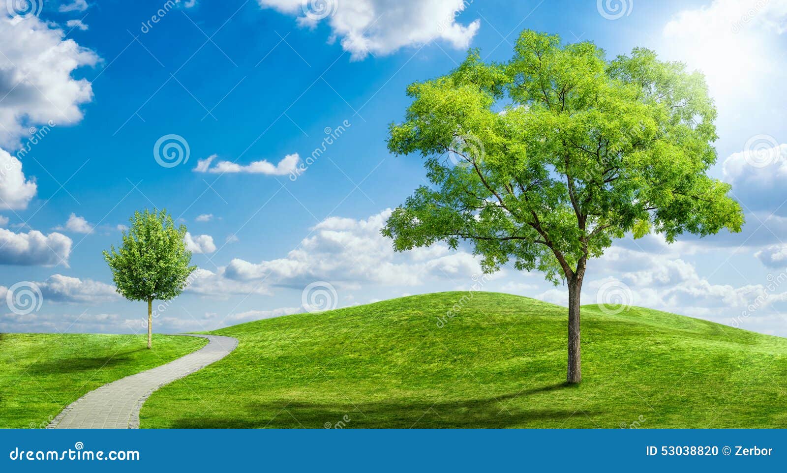 Idyllic Landscape with a Cloudy Sky Stock Photo - Image of landscape ...