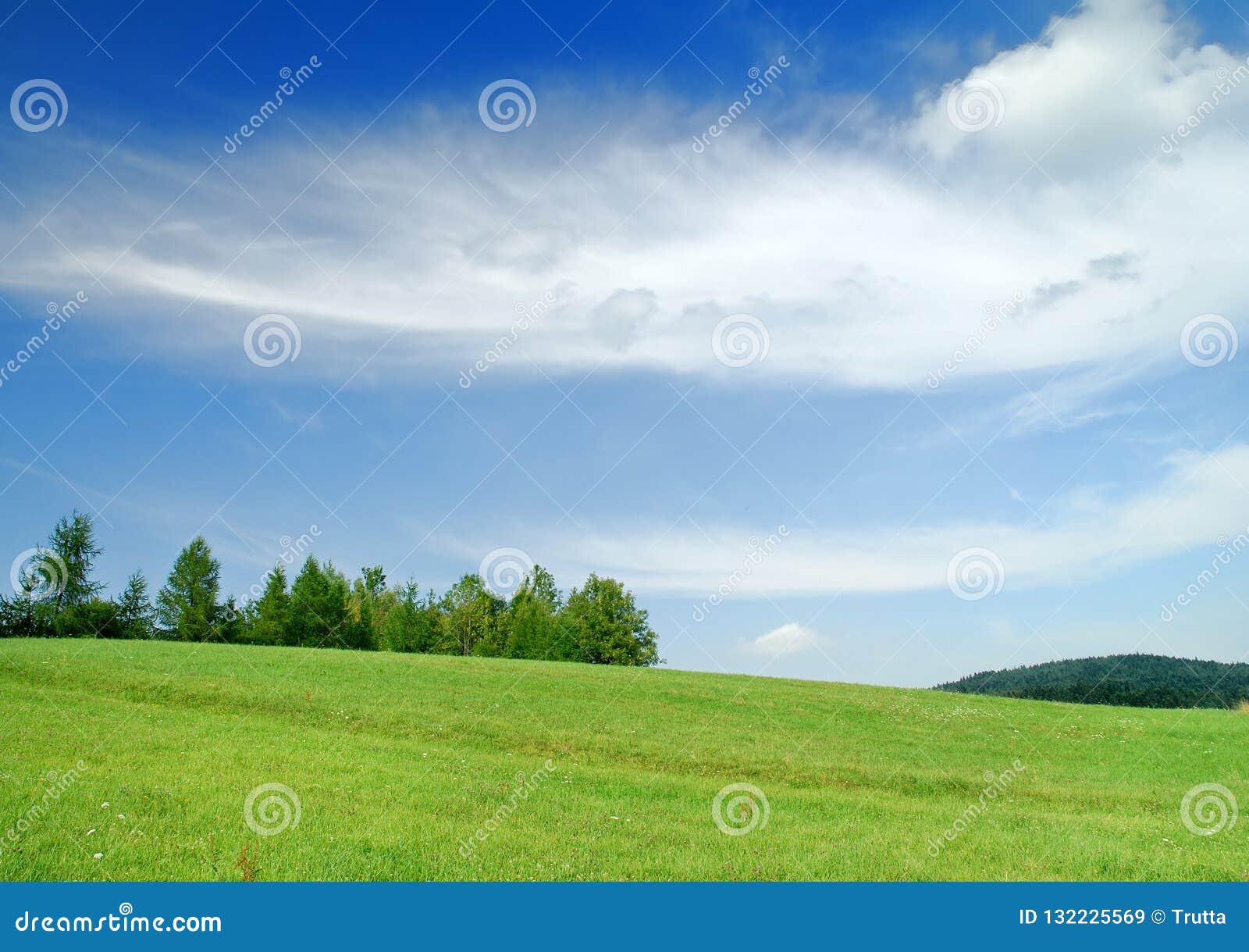 Idyllic Landscape, View of Green Fields and Blue Sky Stock Image ...