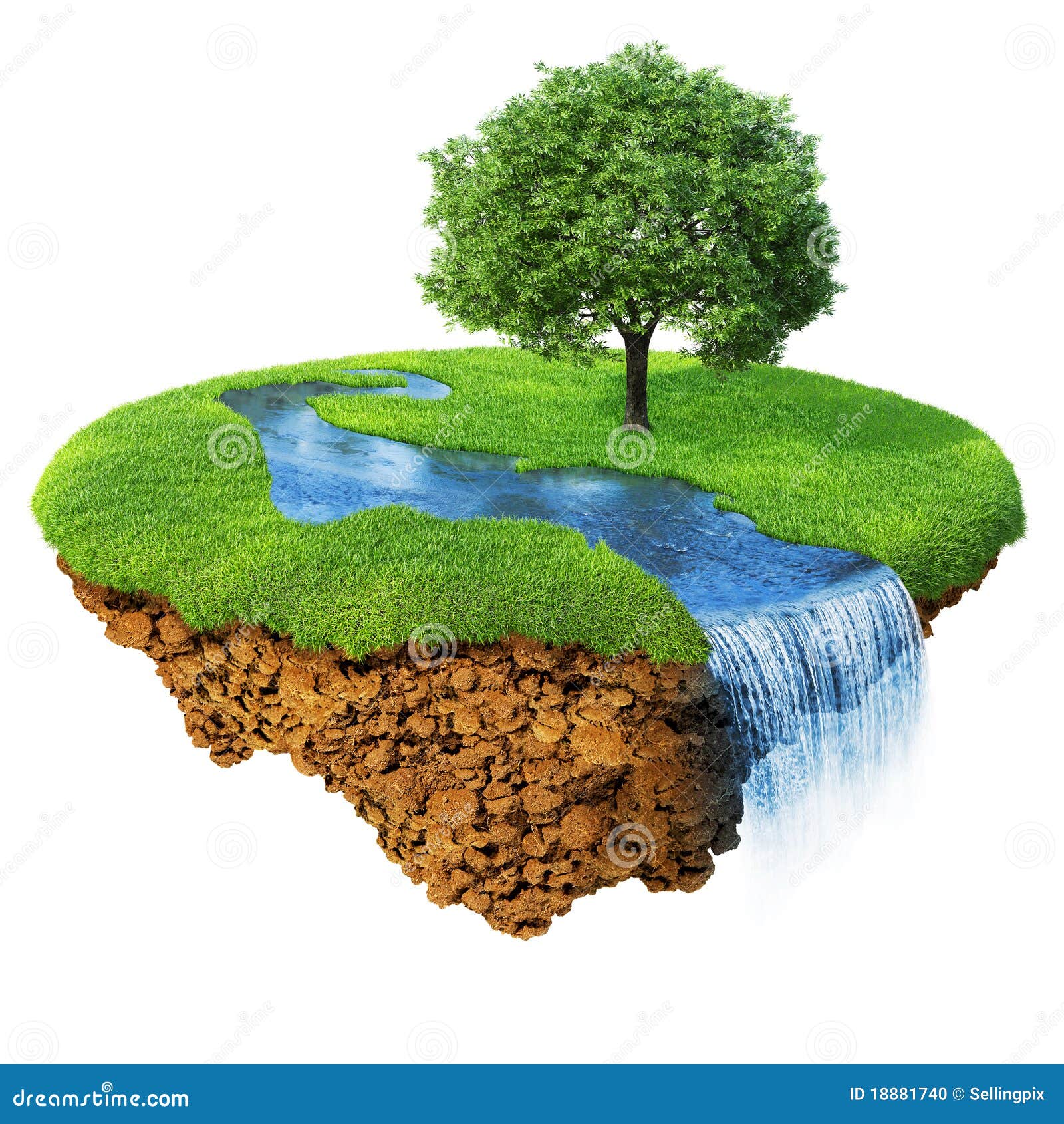 Idyllic natural landscape stock illustration. Illustration of river ...
