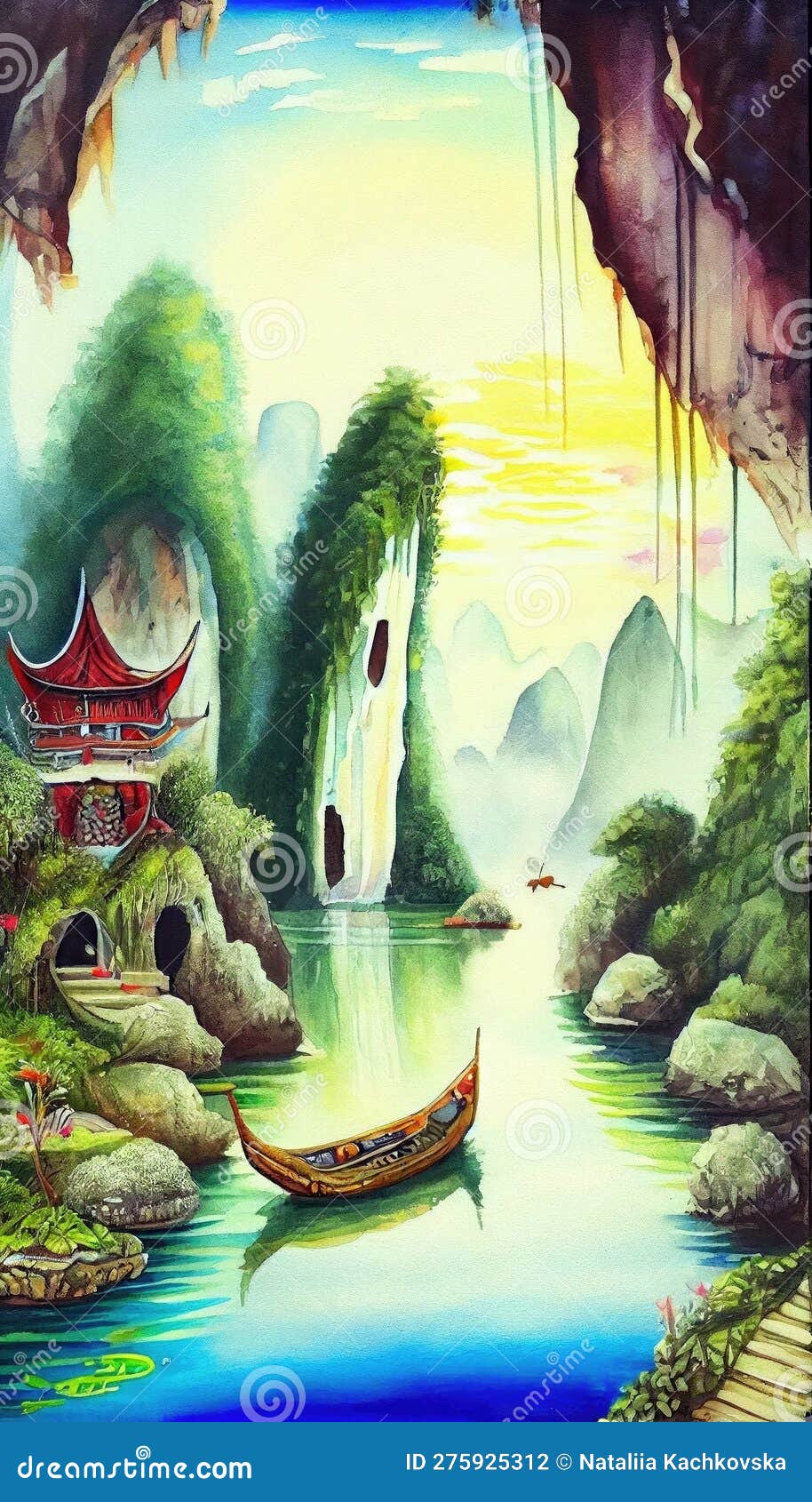 Idyllic nature picture stock illustration. Illustration of landscape ...