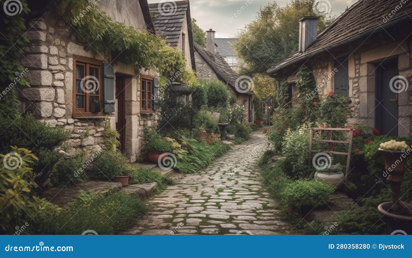 An Idyllic Old Fashioned French Cottage with a Rustic Stone Facade ...