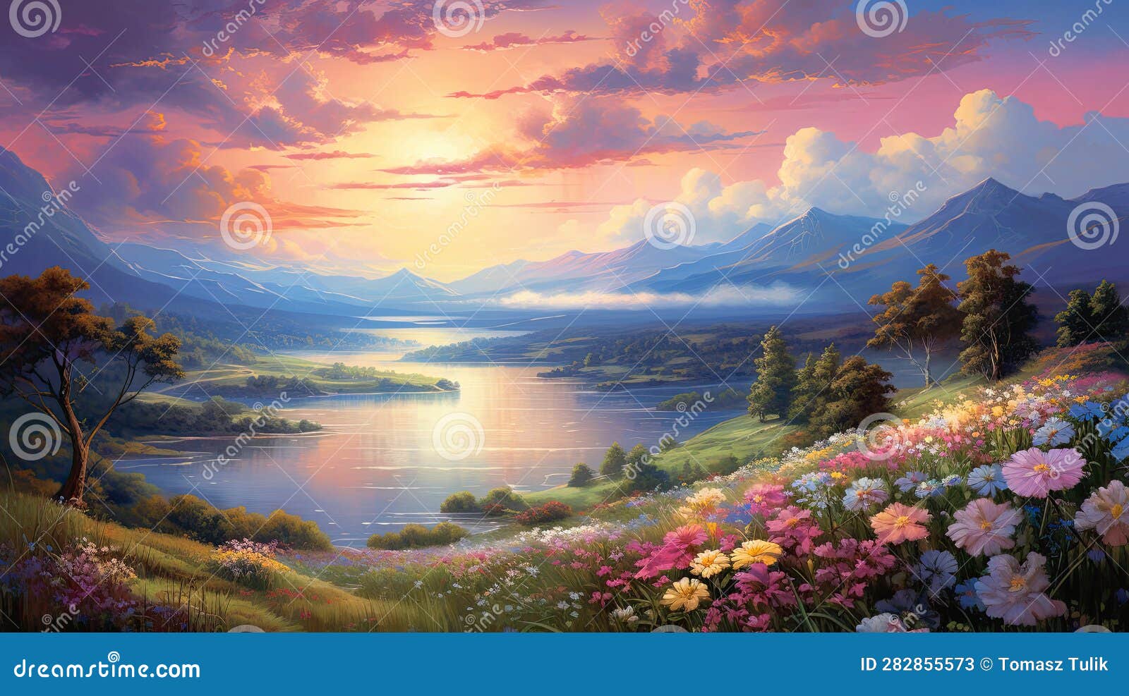 An Idyllic Picture of a Summer Village, Ai Generative Stock ...