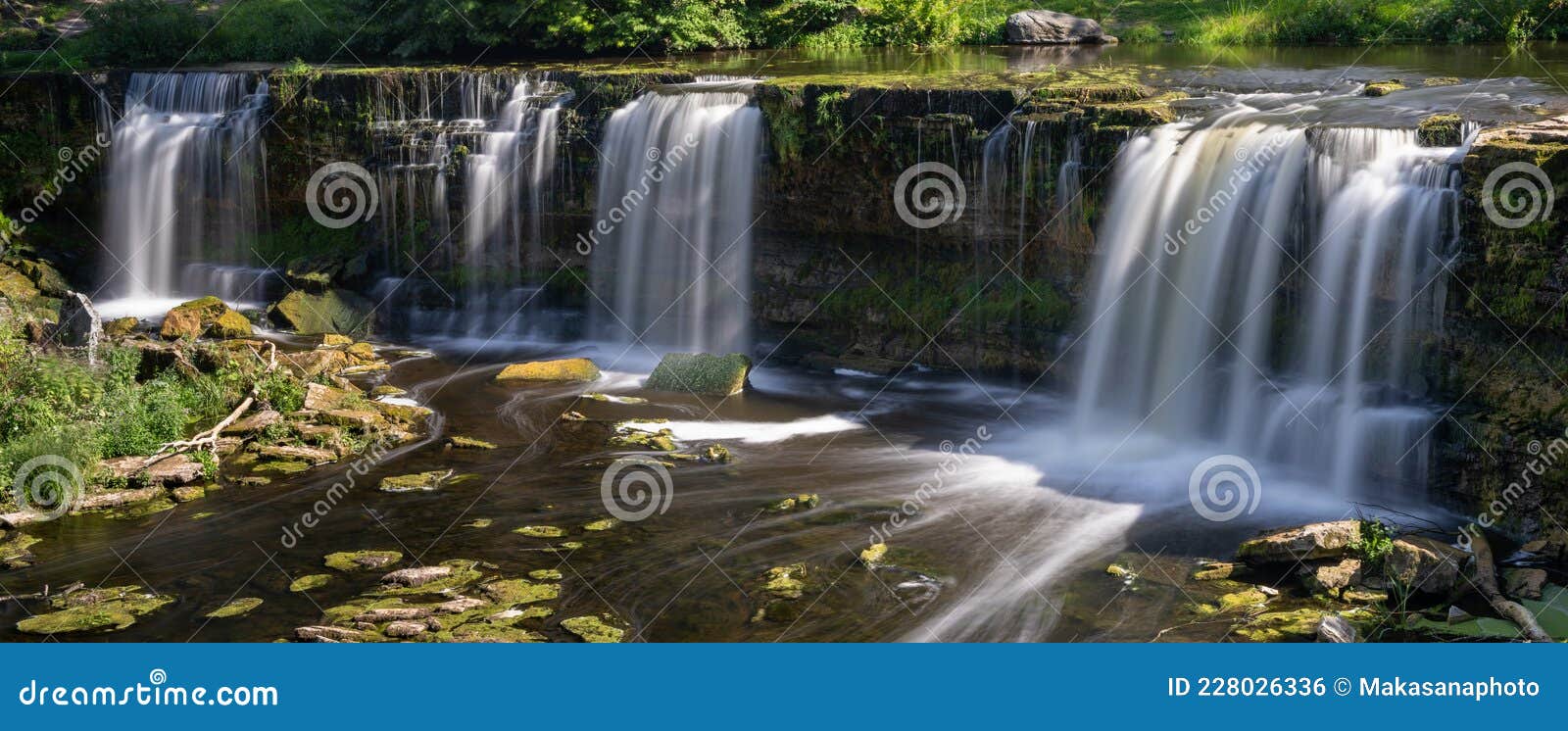 Idyllic River Landscape in the Forest with a Waterfall Stock Photo ...