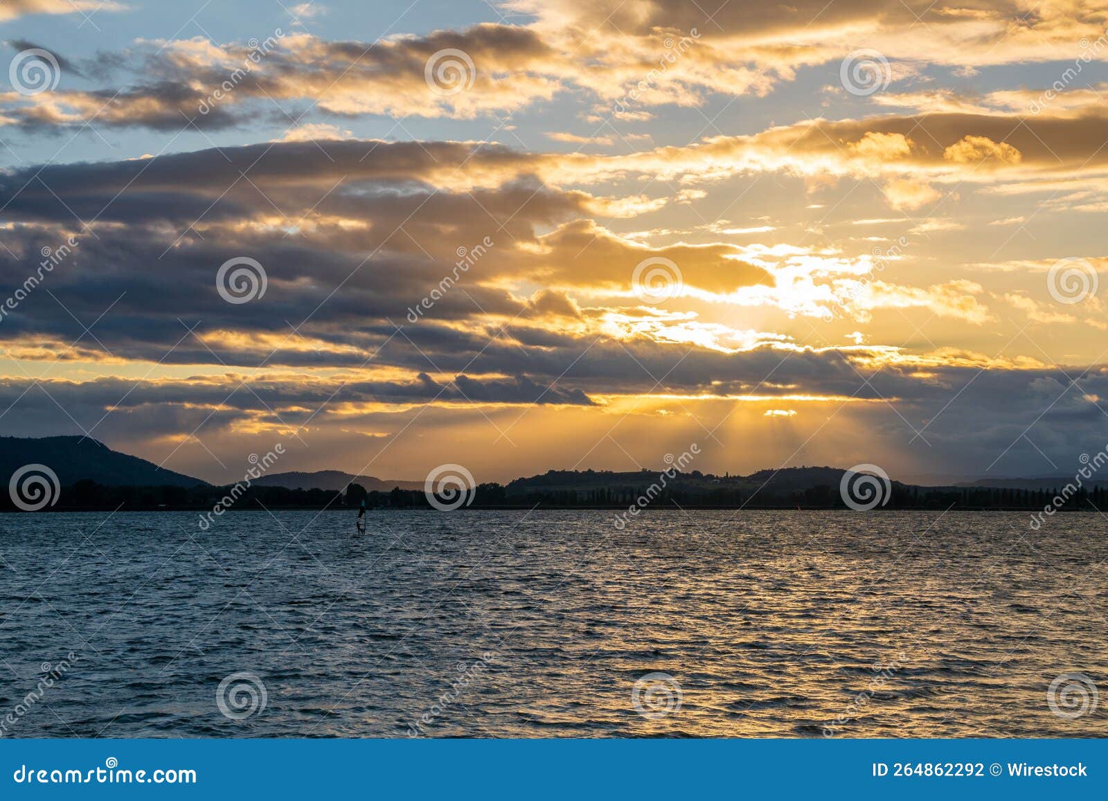 Idyllic Scenery of a Lake Reflecting the Sun Rays Stock Photo - Image ...