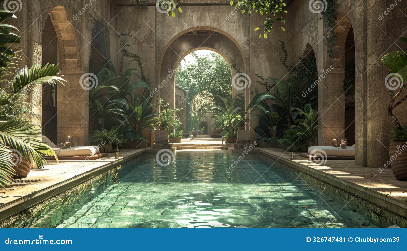 An Idyllic, Serene Pool Inside an Old-world, Styled Atrium Surrounded ...
