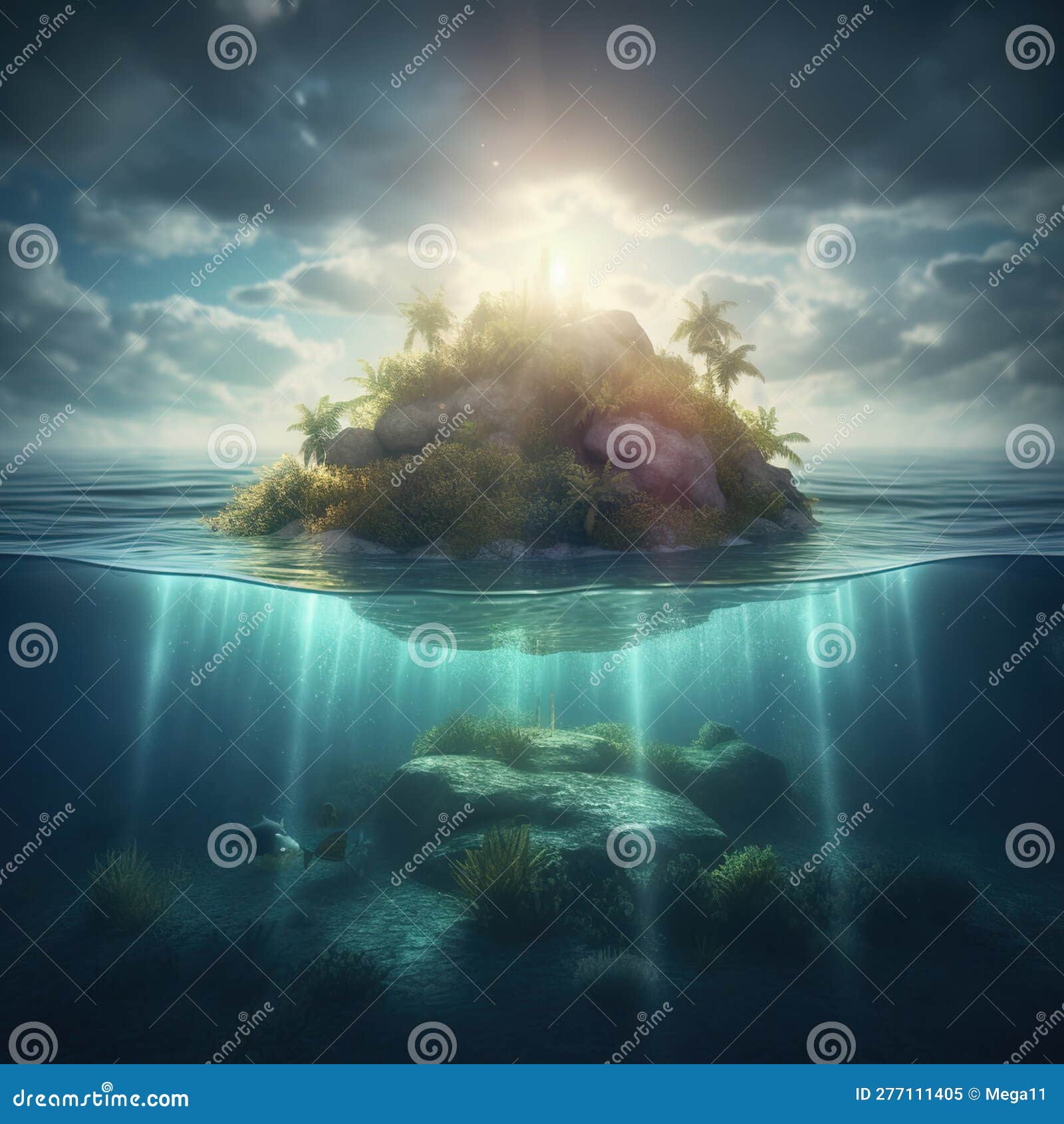 Generative AI: Idyllic Solitude Island with Green Trees in the Ocean ...