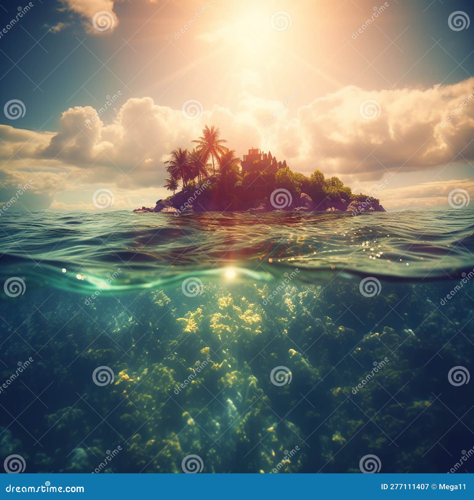 Generative AI: Idyllic Solitude Island with Green Trees in the Ocean ...