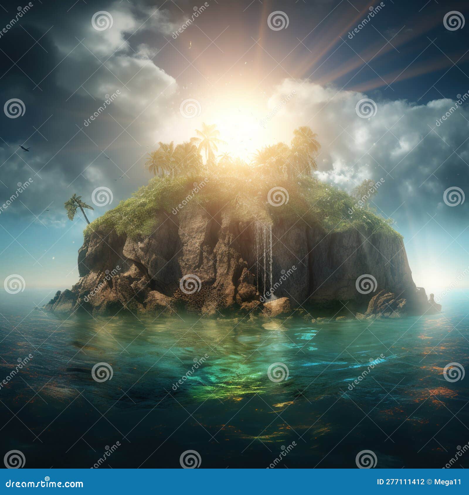 Generative AI: Idyllic Solitude Island with Green Trees in the Ocean ...