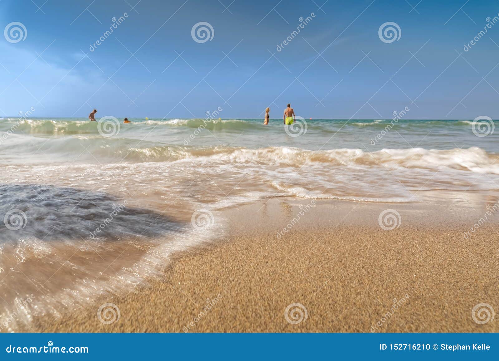 Idyllic Travel Beach View from a Lower Perspective with a Wave. Stock ...