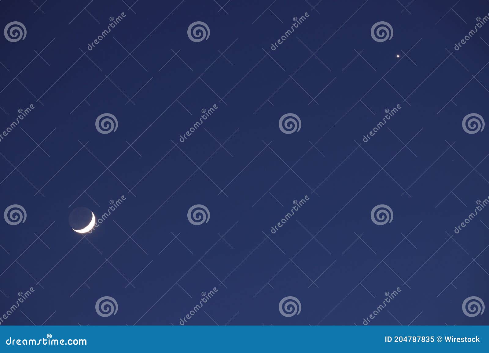 Idyllic View of the Blue Night Sky with the Waxing Crescent Moon Stock ...