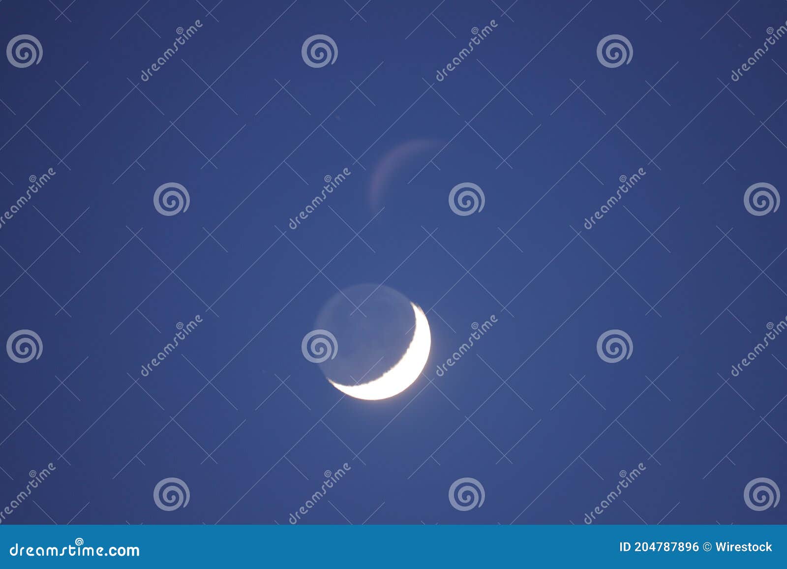 Idyllic View of the Blue Night Sky with the Waxing Crescent Moon Stock ...