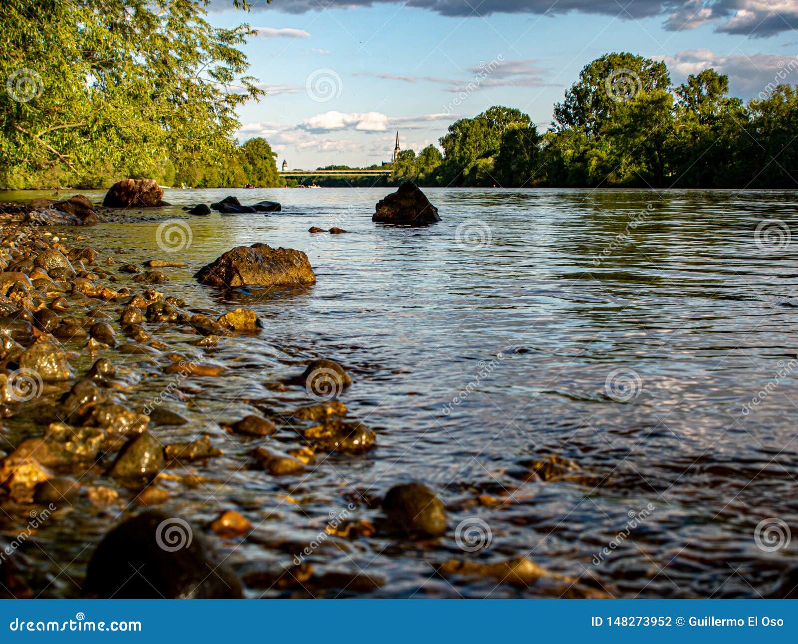 Idyllic View Over a Riverbank Stock Photo - Image of scenic, flow ...
