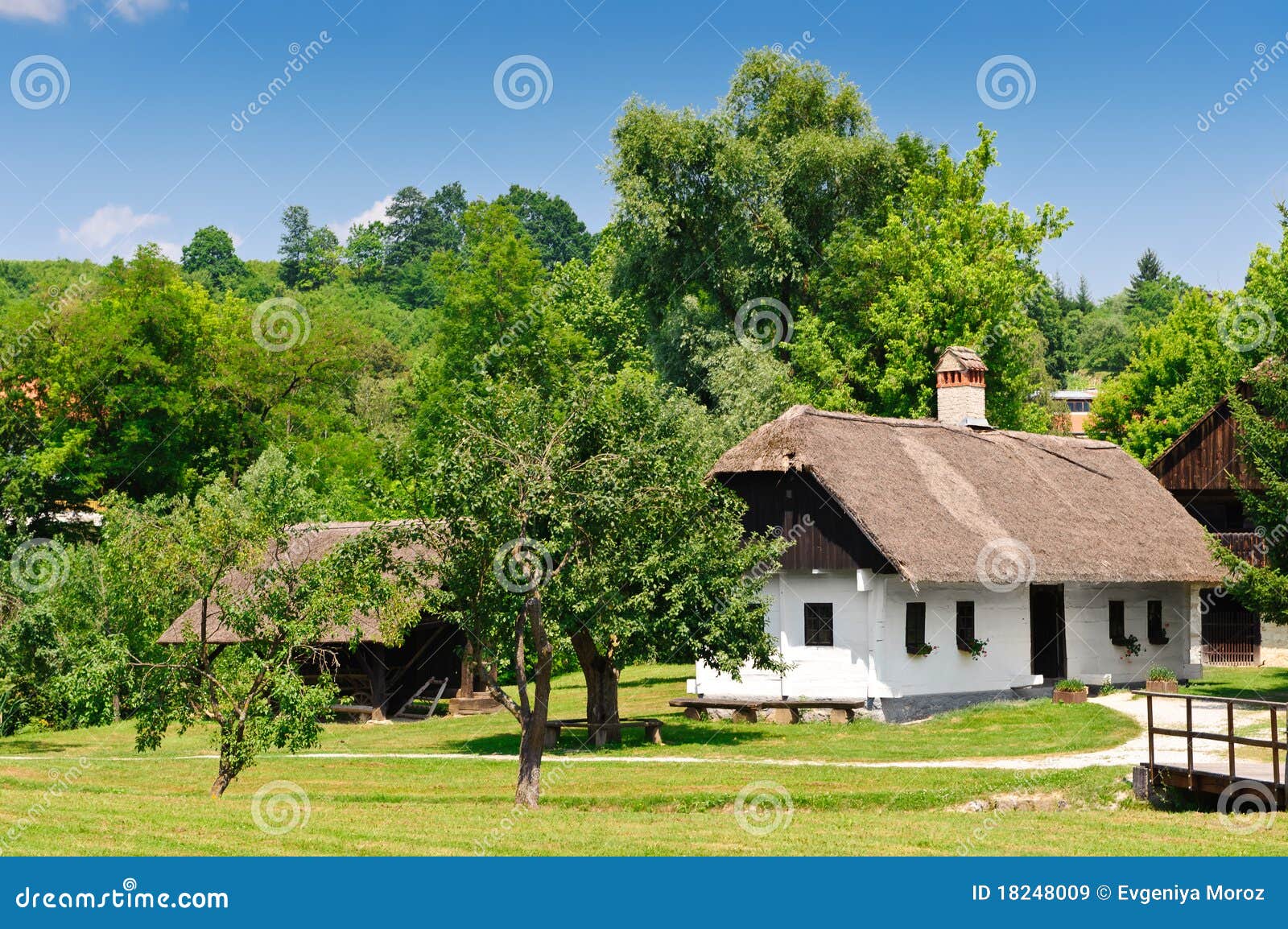 Idyllic Village Scene in Croatia Stock Image - Image of historic, blue ...