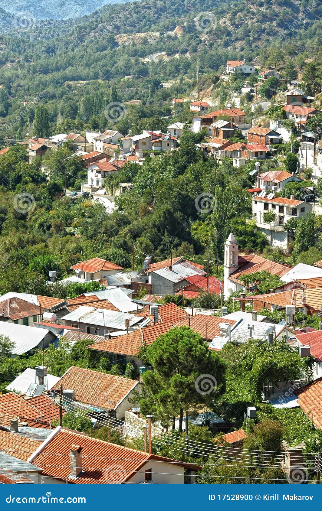The Idyllic Village in Troodos Mountains. Stock Photo - Image of green ...