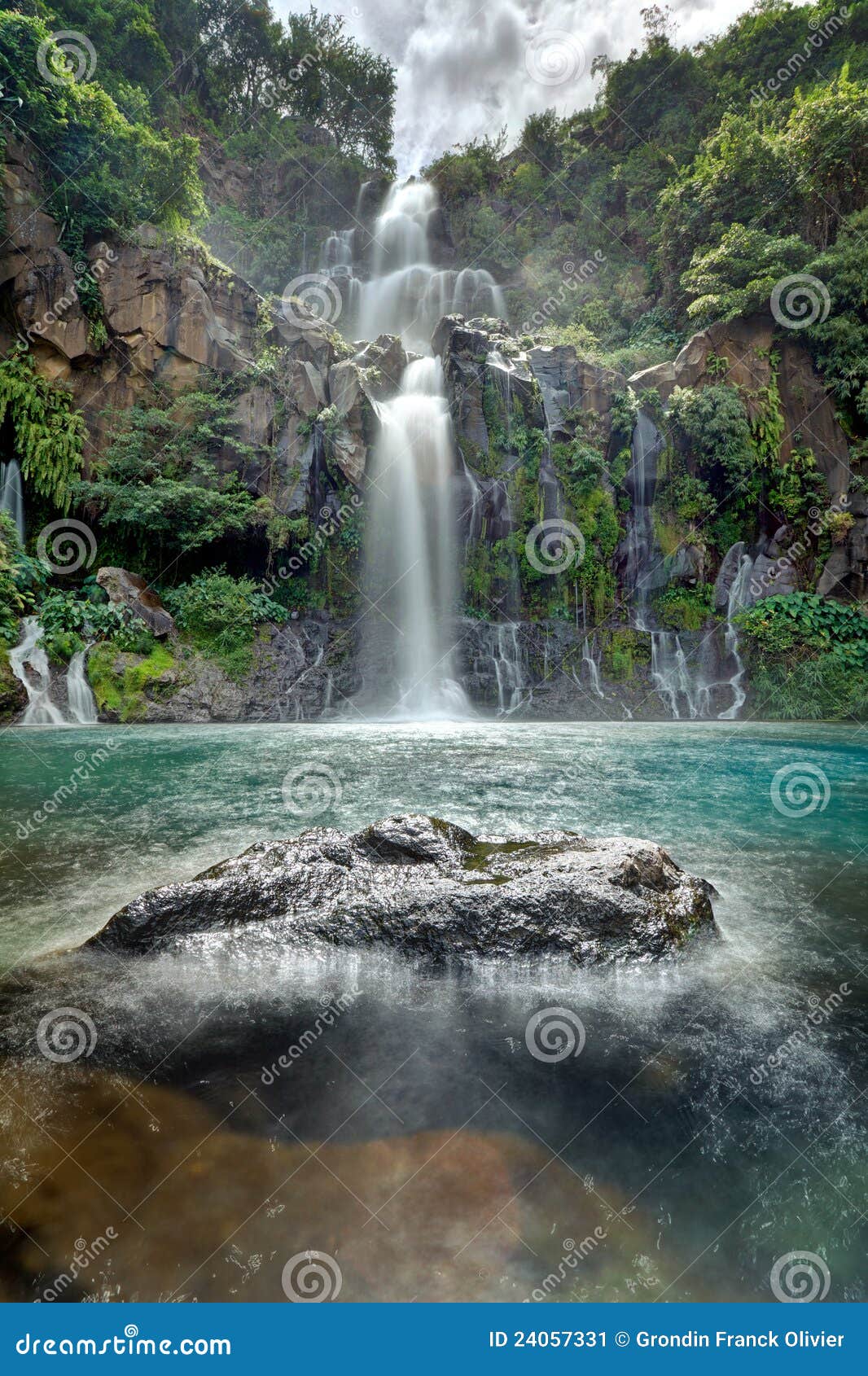 Idyllic waterfall stock image. Image of blue, daytime - 24057331