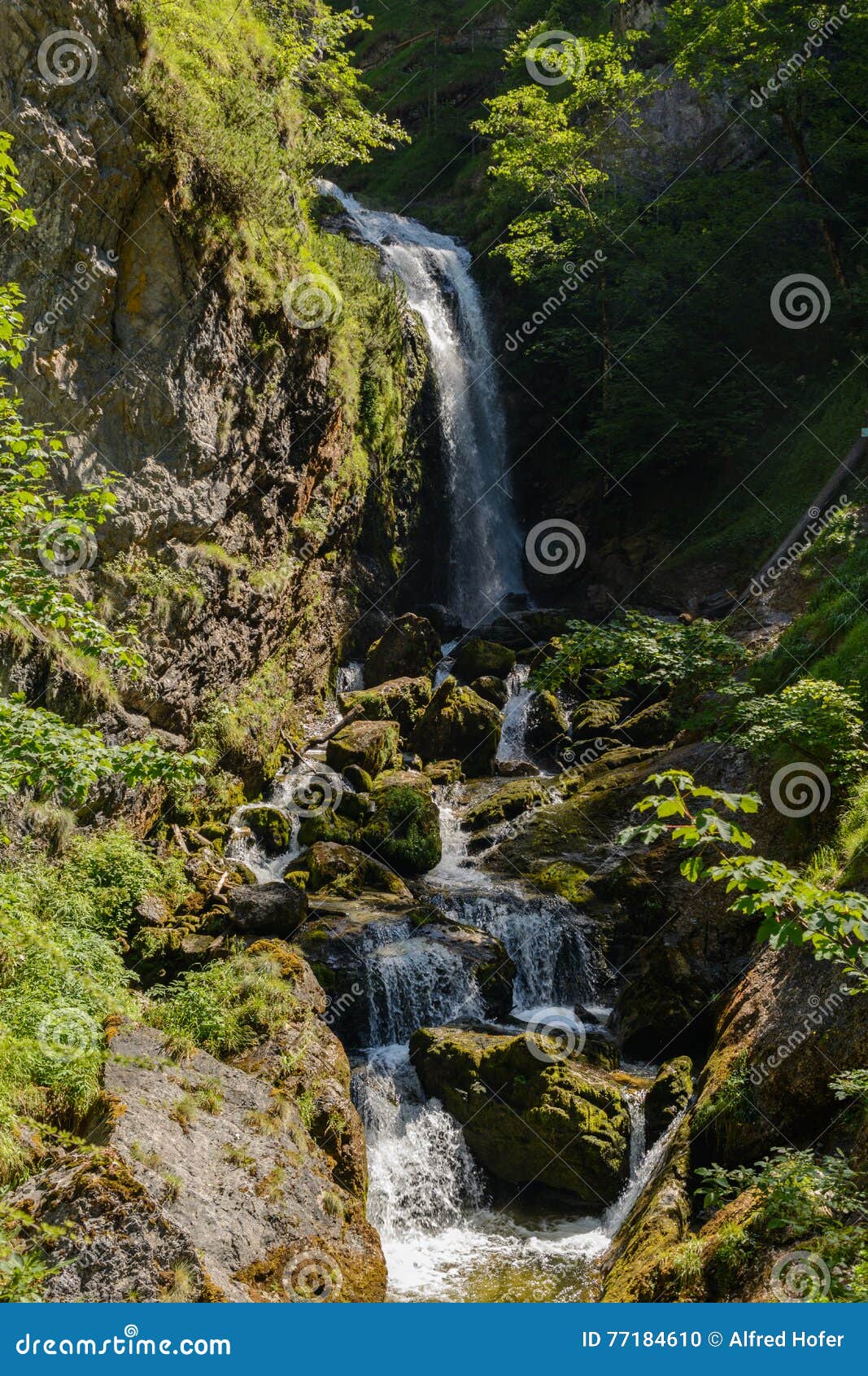 Idyllic Waterfall of a Mountain - Austria Stock Photo - Image of palfau ...