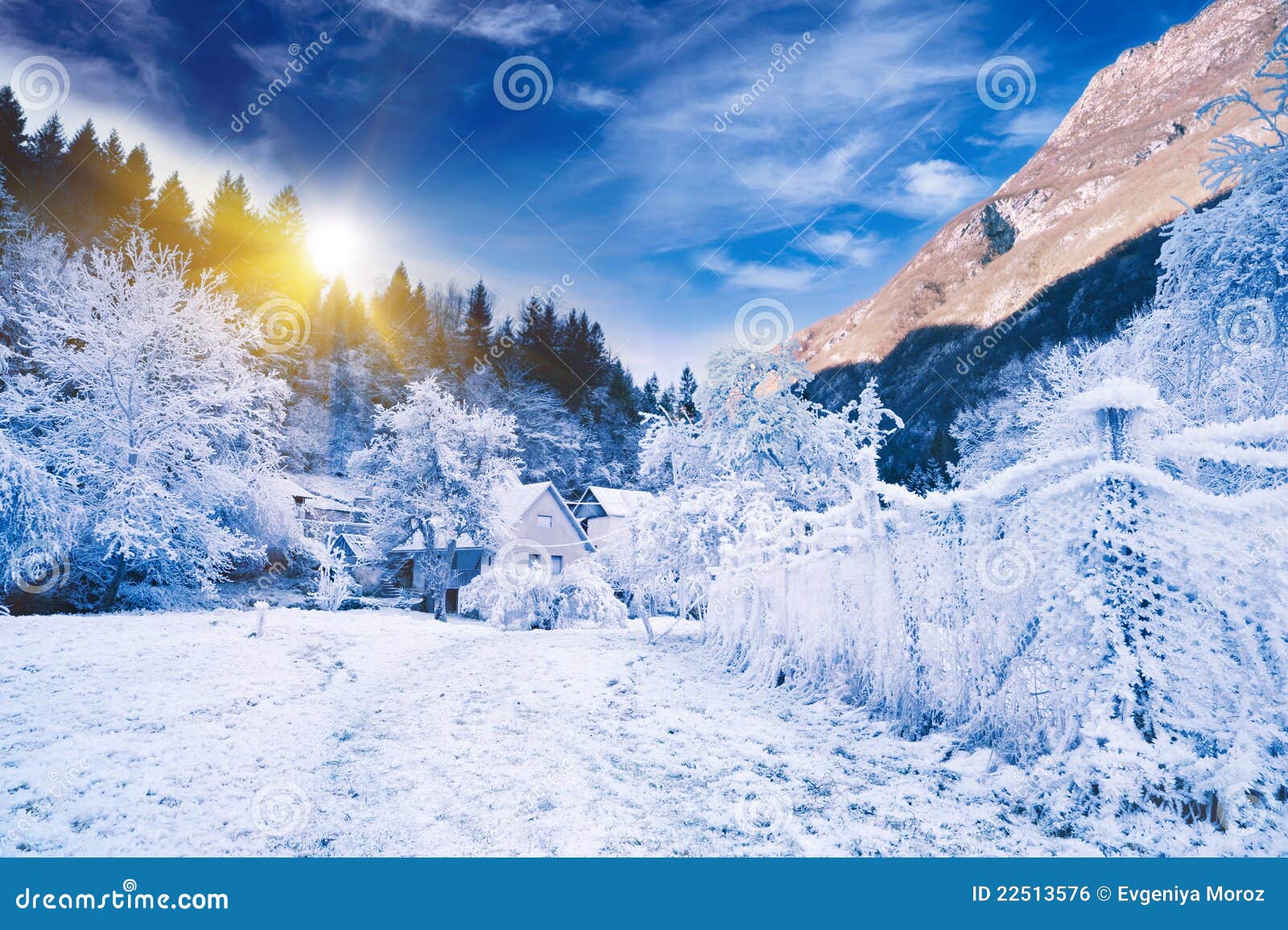 Idyllic Winter Landscape. Alpine Slovenia Stock Photo - Image of alpine ...