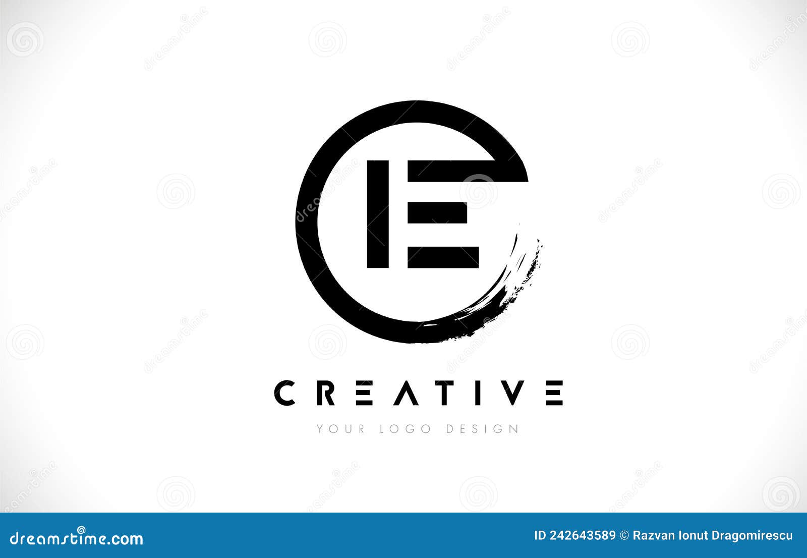 IE Letter Logo with Circle Brush Design and White Background Stock ...