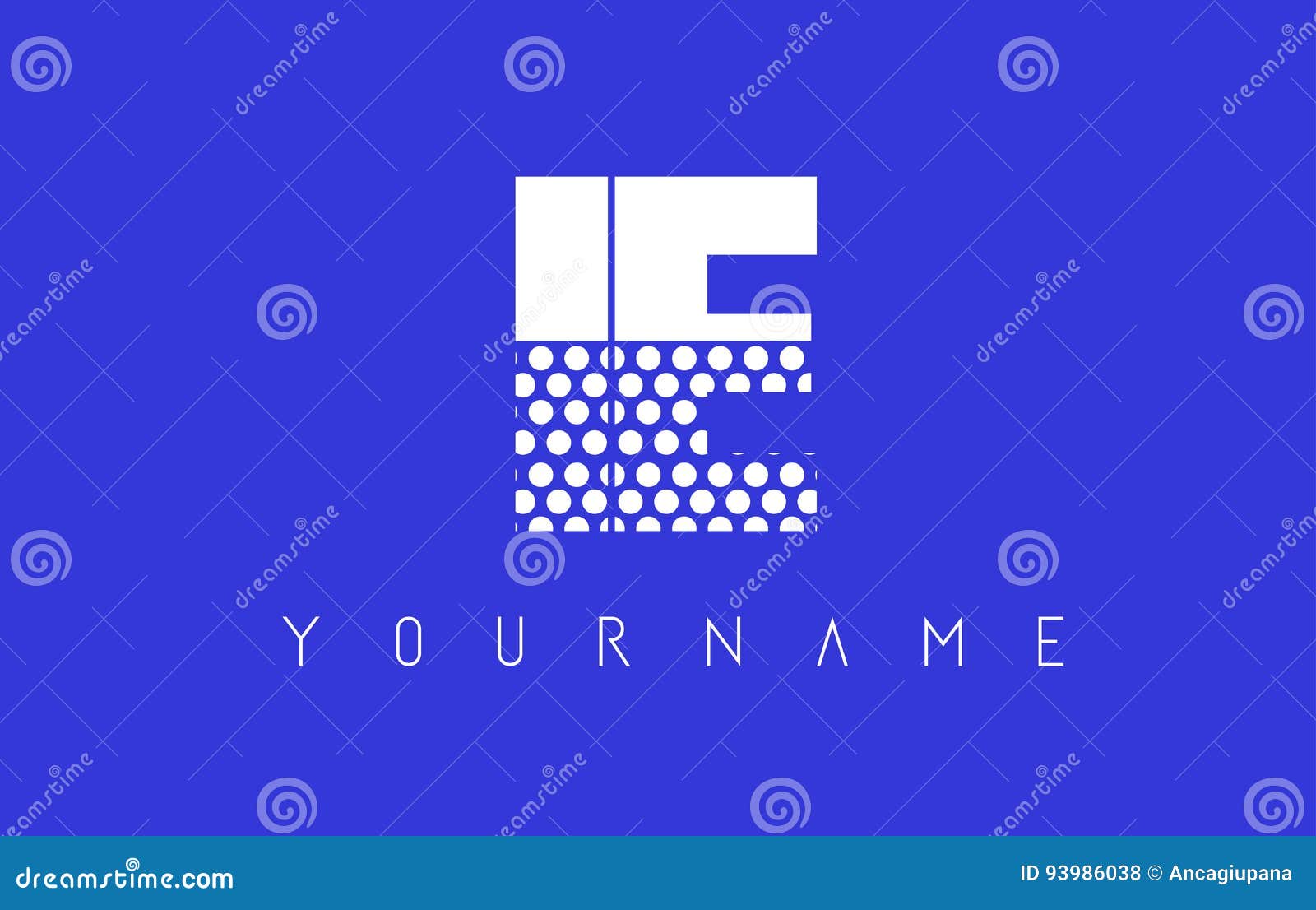 IE I E Dotted Letter Logo Design with Blue Background. Stock Vector ...