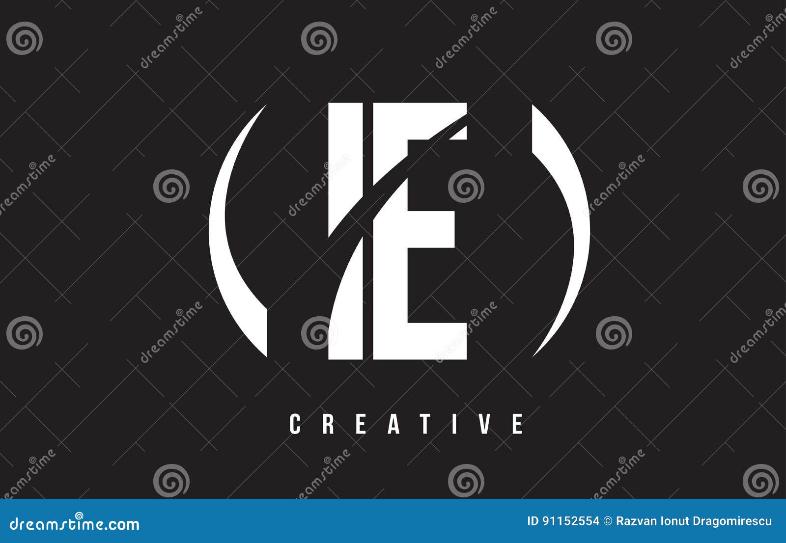 IE I E White Letter Logo Design with Black Background. Stock Vector ...