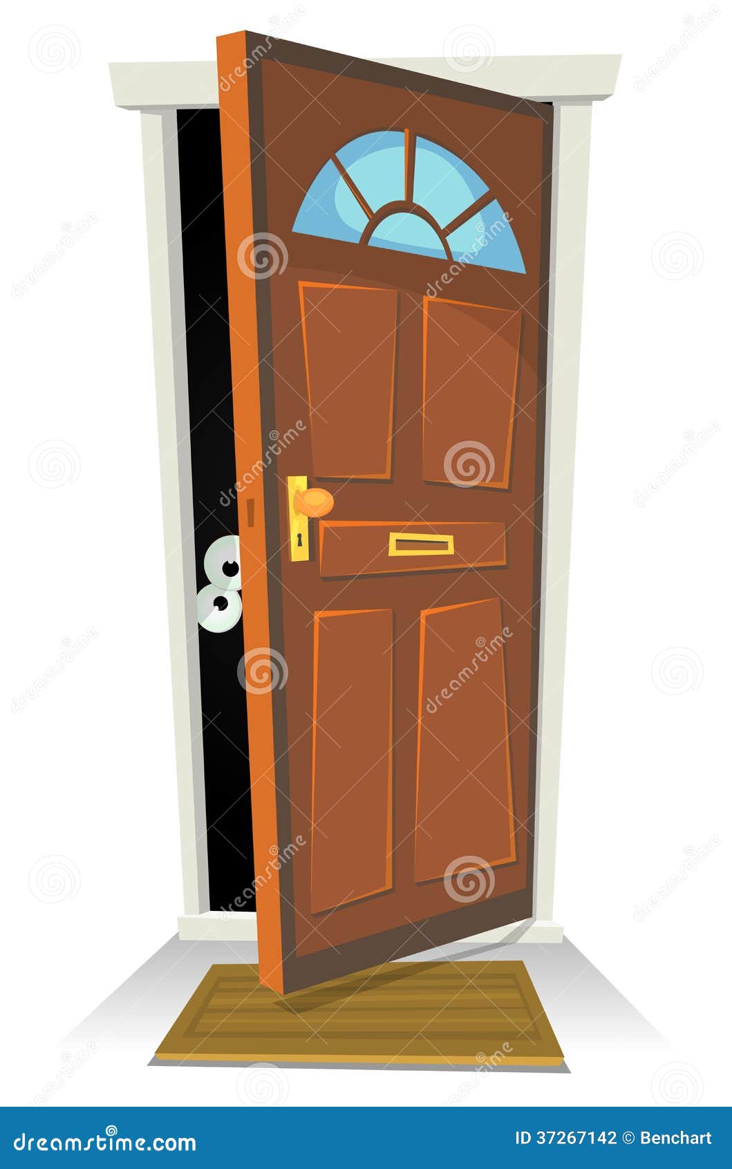 Iets of Iemand Achter De Deur Vector Illustratie - Illustration of ...