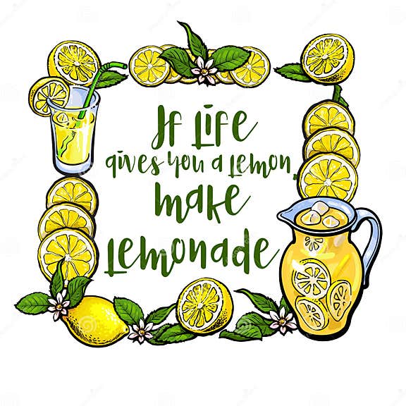 If Life Gives You Lemon Make Lemonade Lettering Square Frame Stock