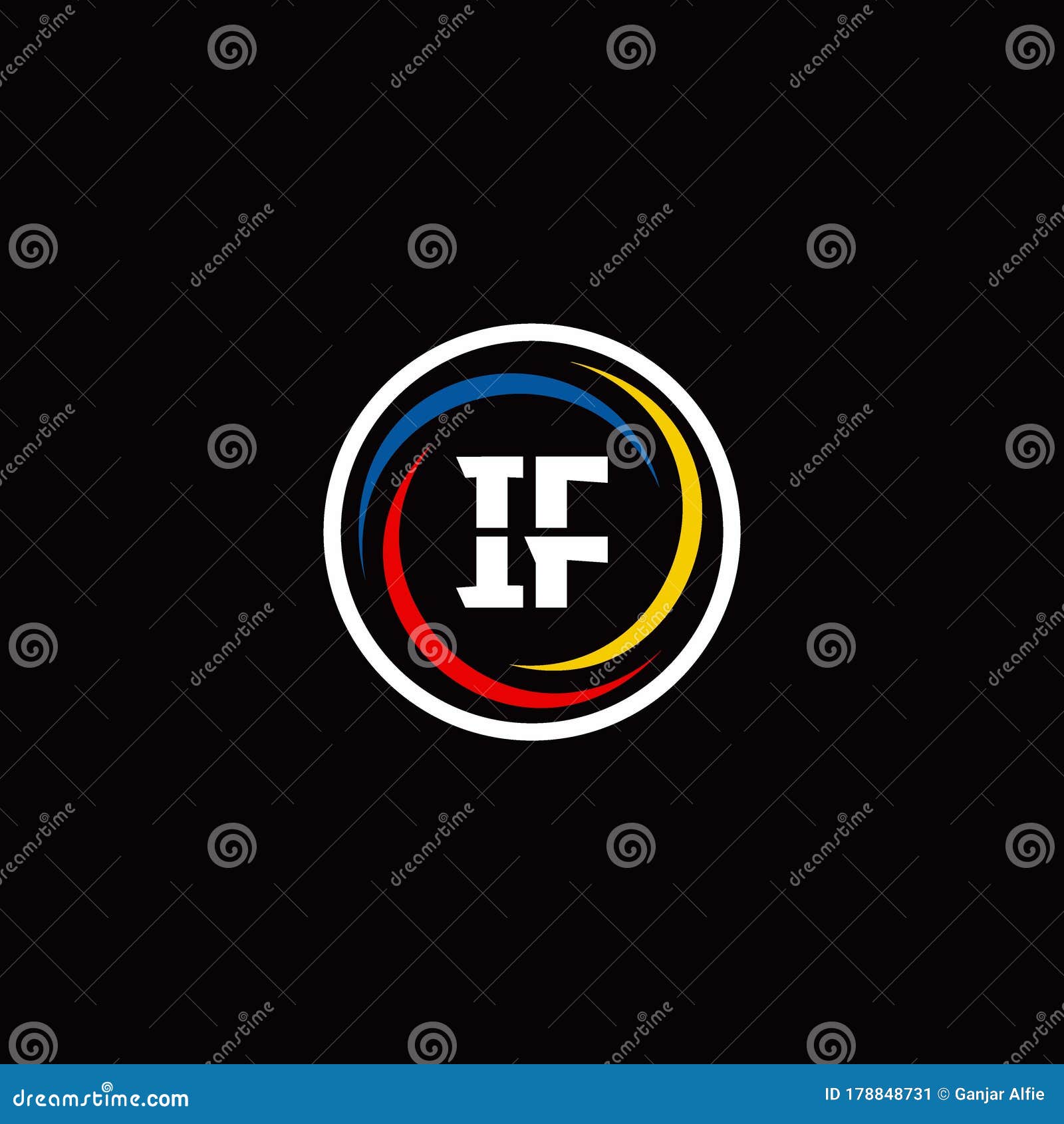 IF Monogram Logo Isolated on Circle Shape with 3 Slash Colors Rounded ...