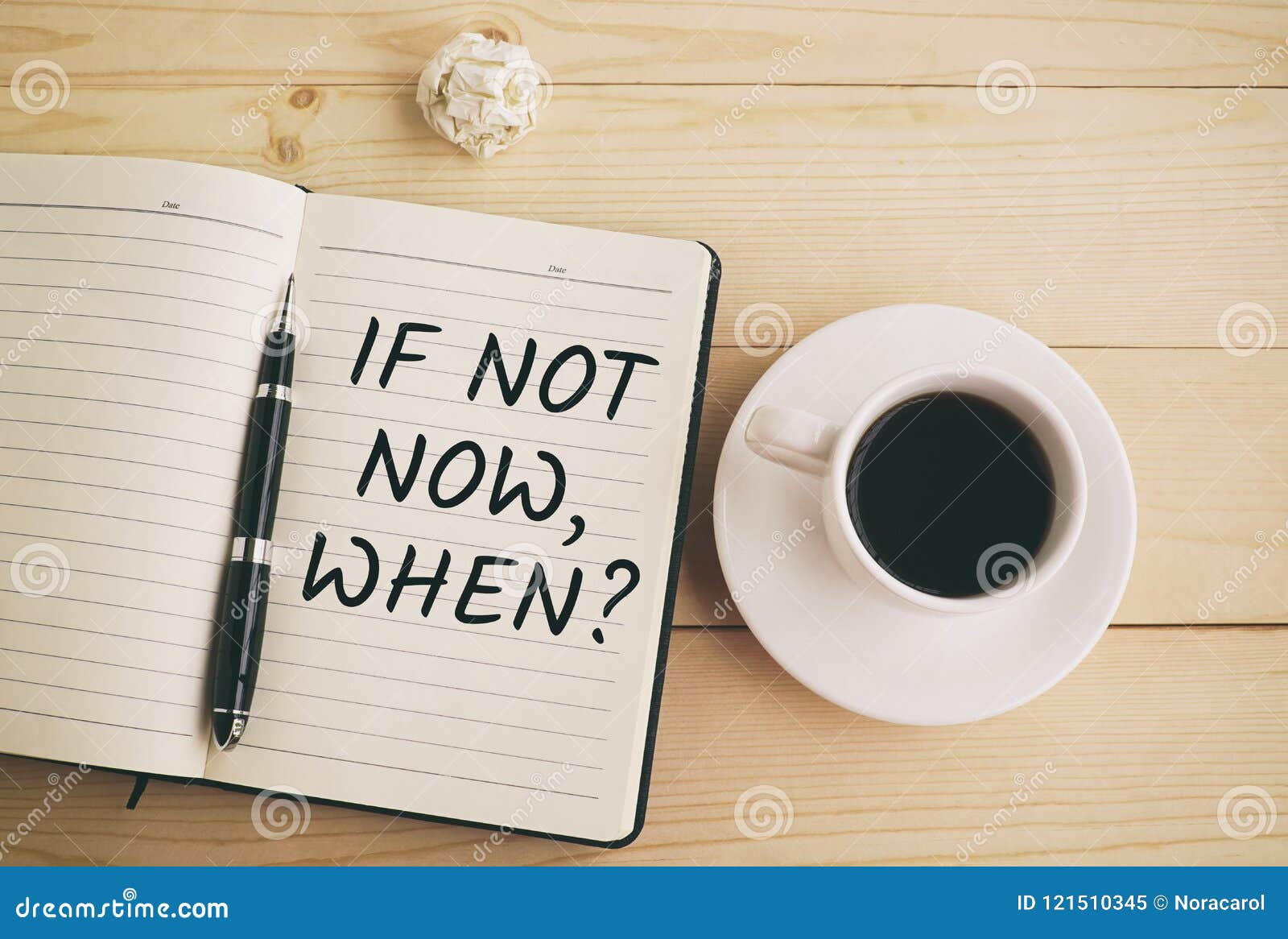 If not now, when? quote stock image. Image of dream - 121510345