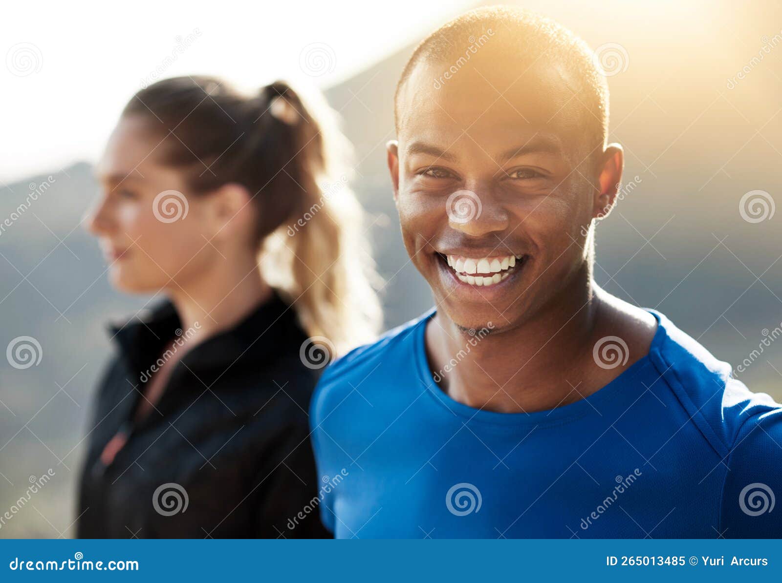 If You Can Walk, You Can Run. Two Athletes Standing Outdoors. Stock ...