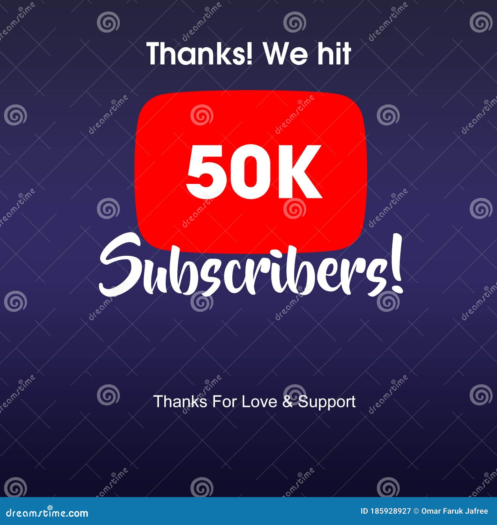50K YouTube Subscribers stock illustration. Illustration of symbol ...