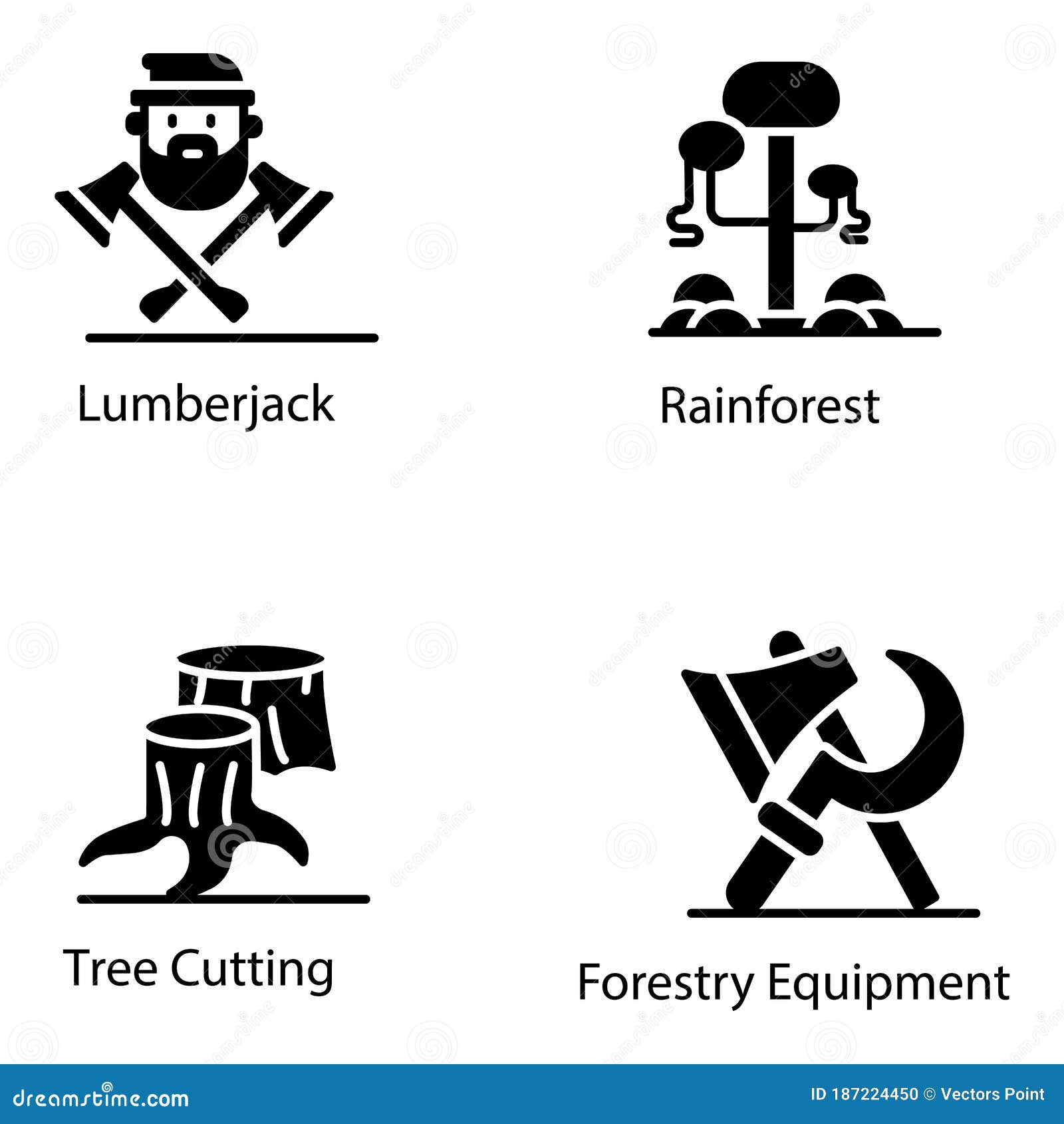 Forestation Solid Icon Vectors Pack Stock Vector - Illustration of ...