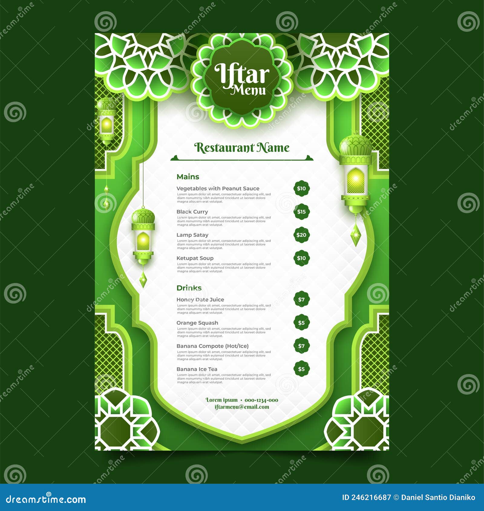 Iftar Menu Template For Ramadan Kareem Iftar Menu With Hand Drawn Grass ...