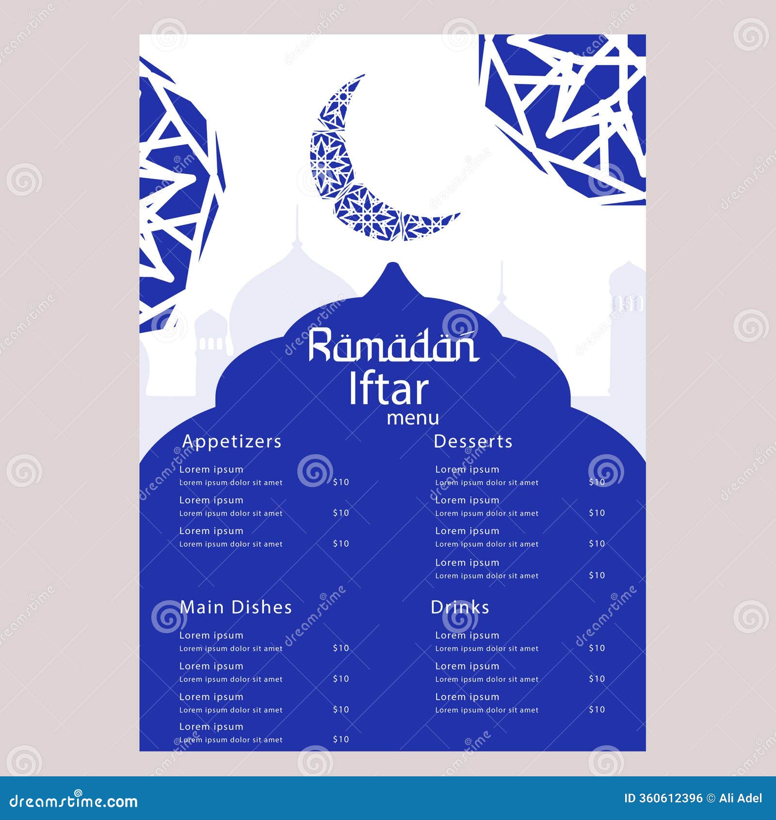 Iftar Ramadan Menu A4 Templatedesign Editable Vector Illustration ...