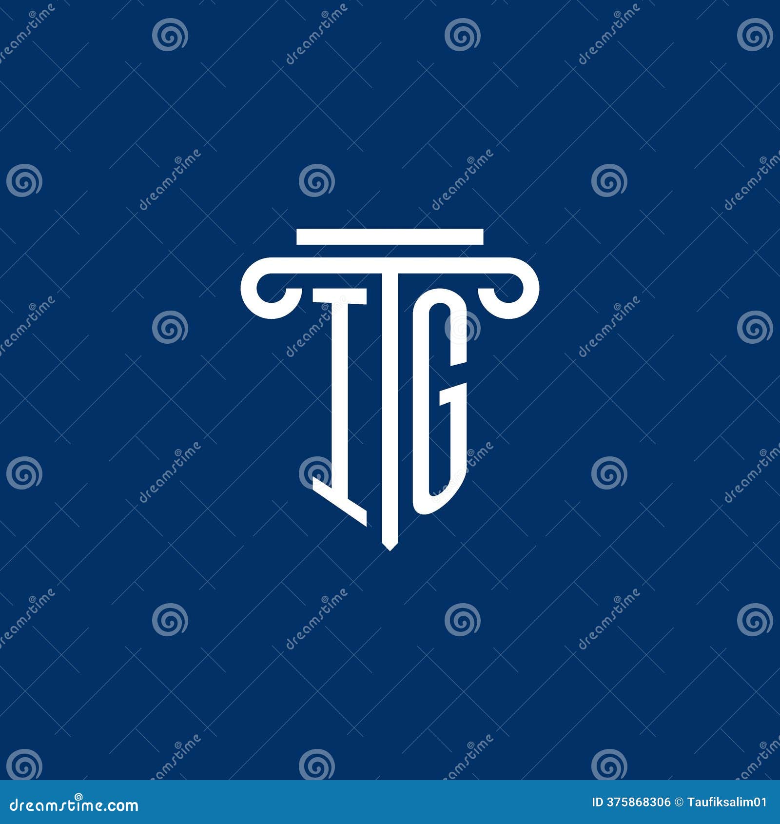 IG Initial Logo Monogram With Simple Pillar Icon Vector Illustration ...