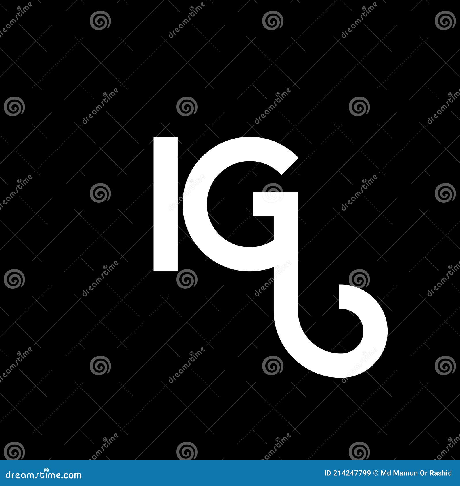 IG Letter Logo Design on Black Background. IG Creative Initials Letter ...
