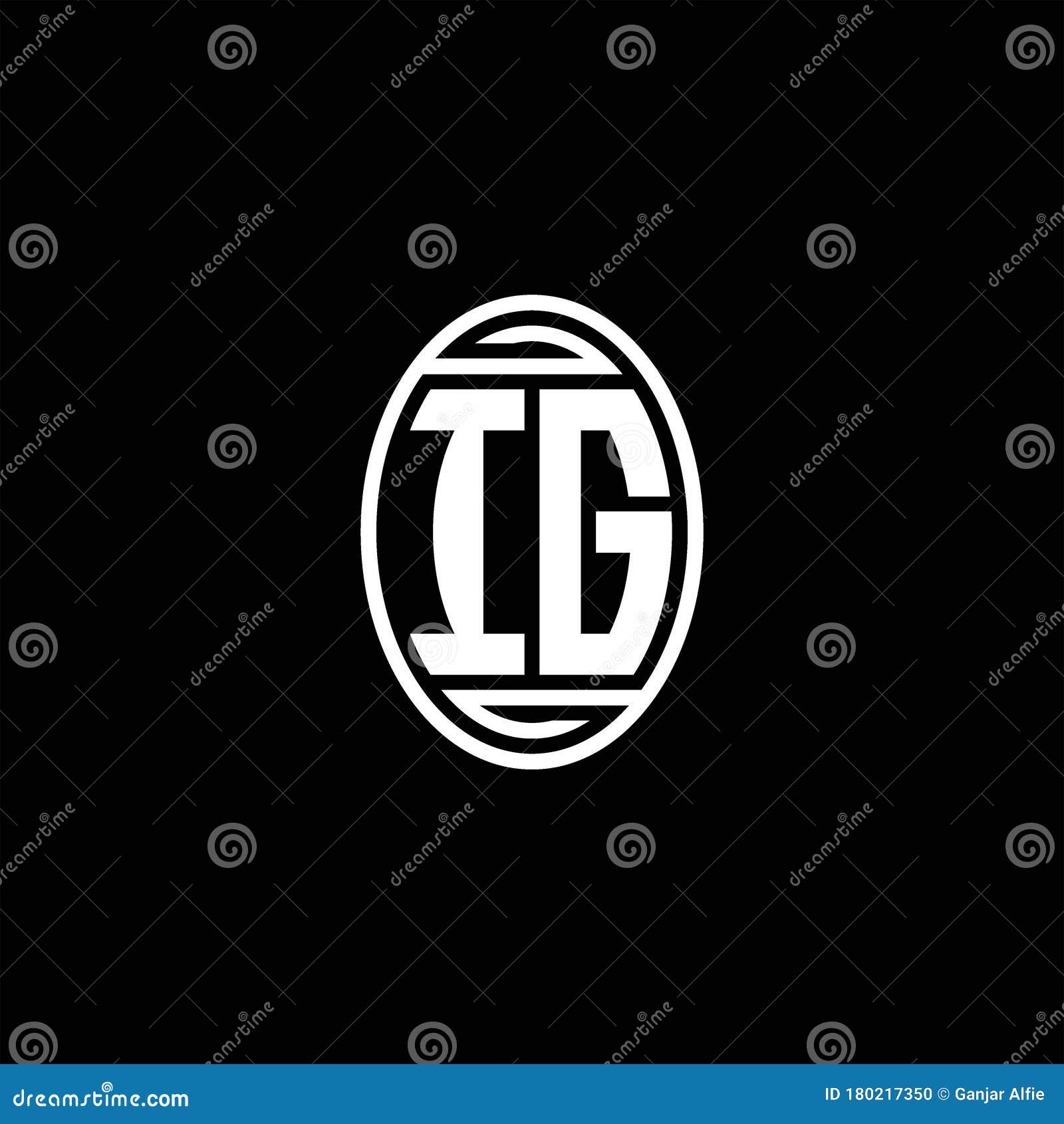 IG Monogram Logo Isolated on Oval Rotate Shape Stock Vector ...