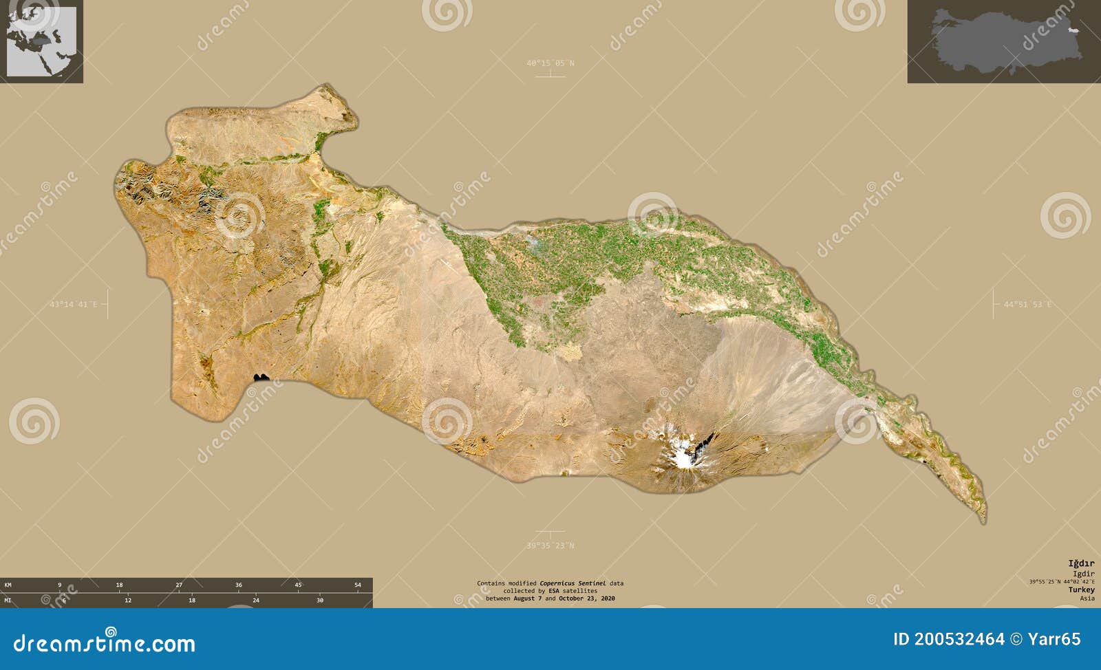 Igdr, Turkey - Composition. Sentinel-2 Satellite Stock Illustration ...