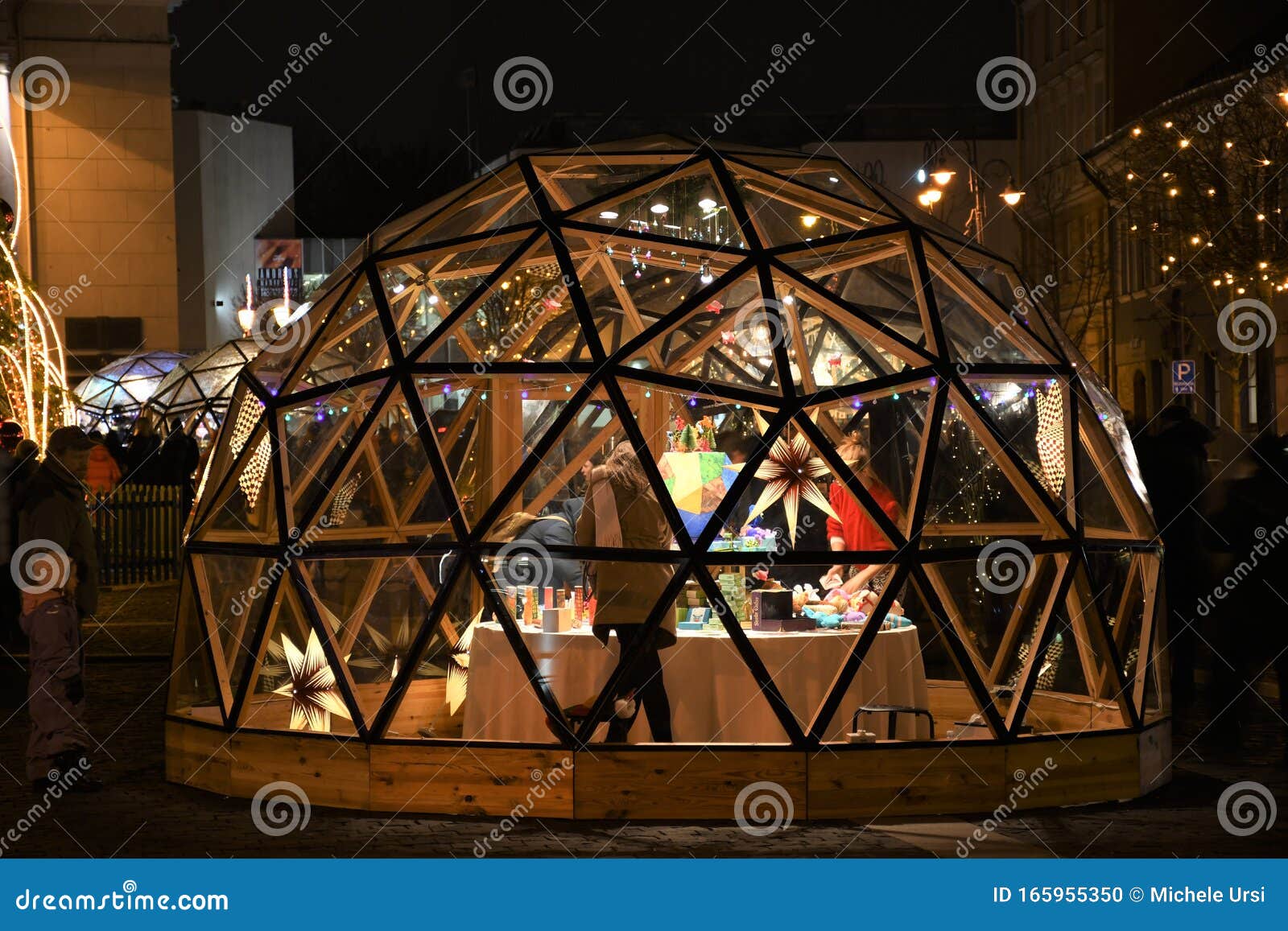 Igloo, Globe Stall for Christmas Market Stock Photo - Image of food ...