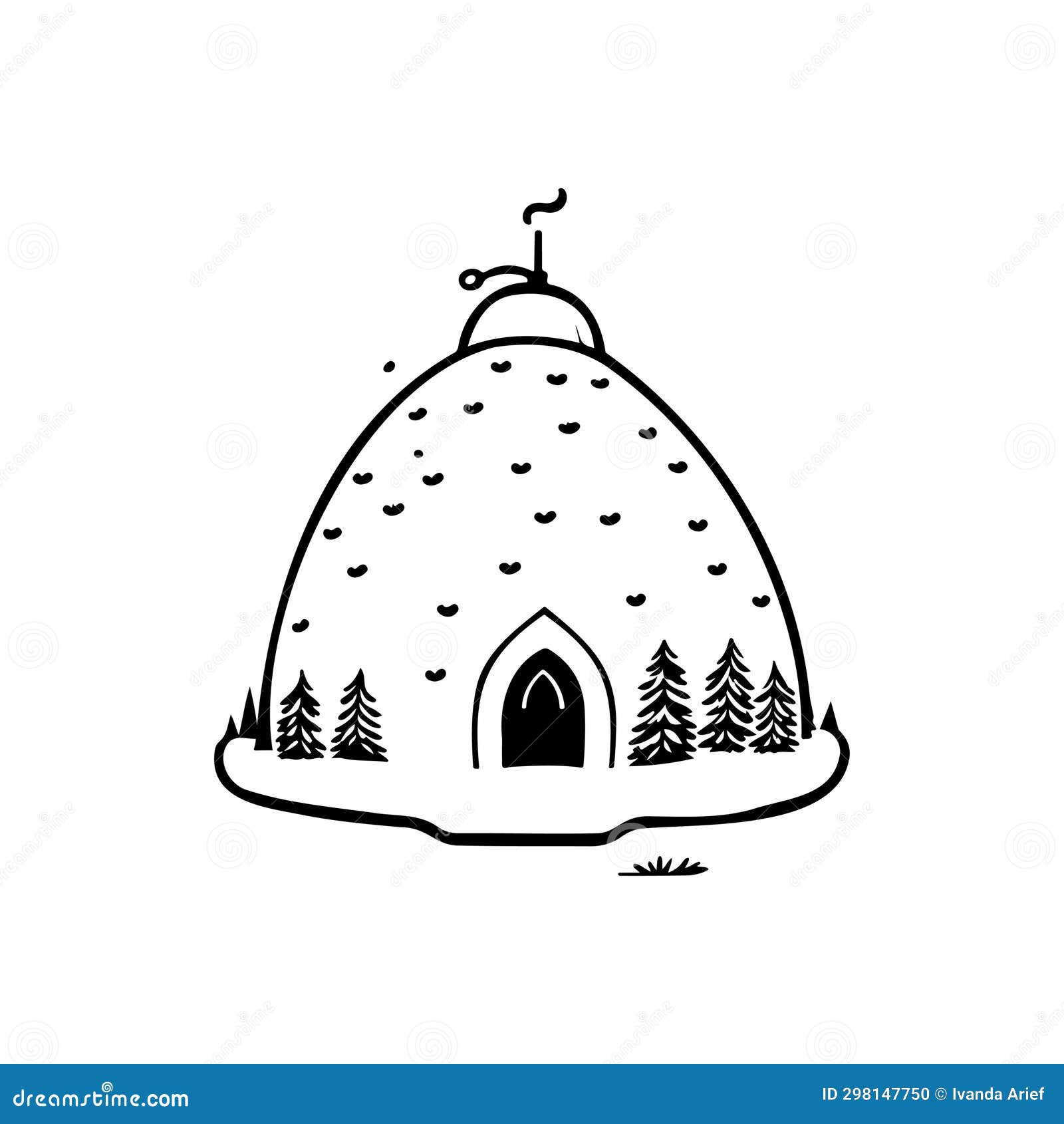 Igloo Icon Hand Draw Black Colour Winter Ice Logo Symbol Perfect Stock ...