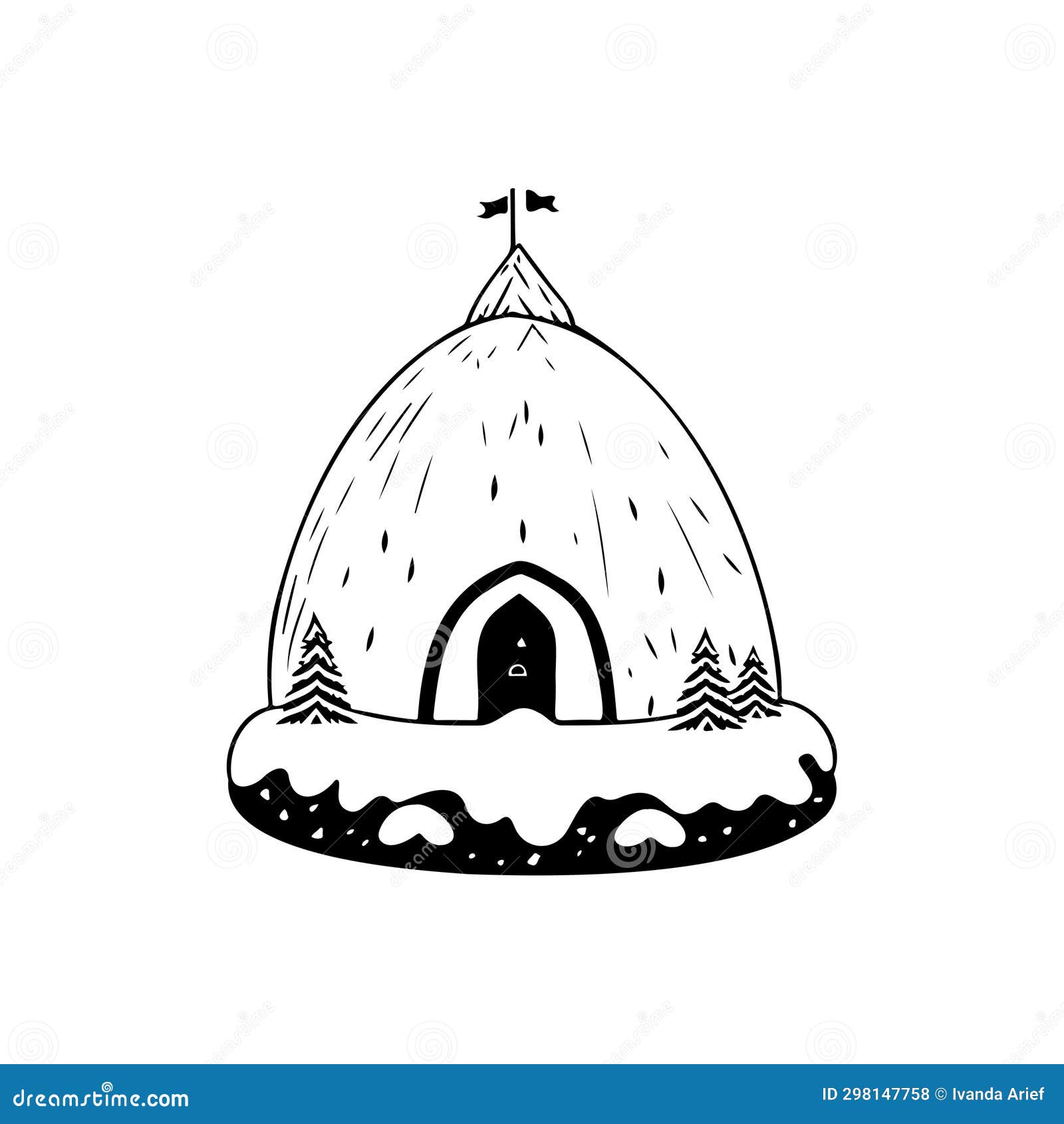 Igloo Icon Hand Draw Black Colour Winter Ice Logo Symbol Perfect Stock ...