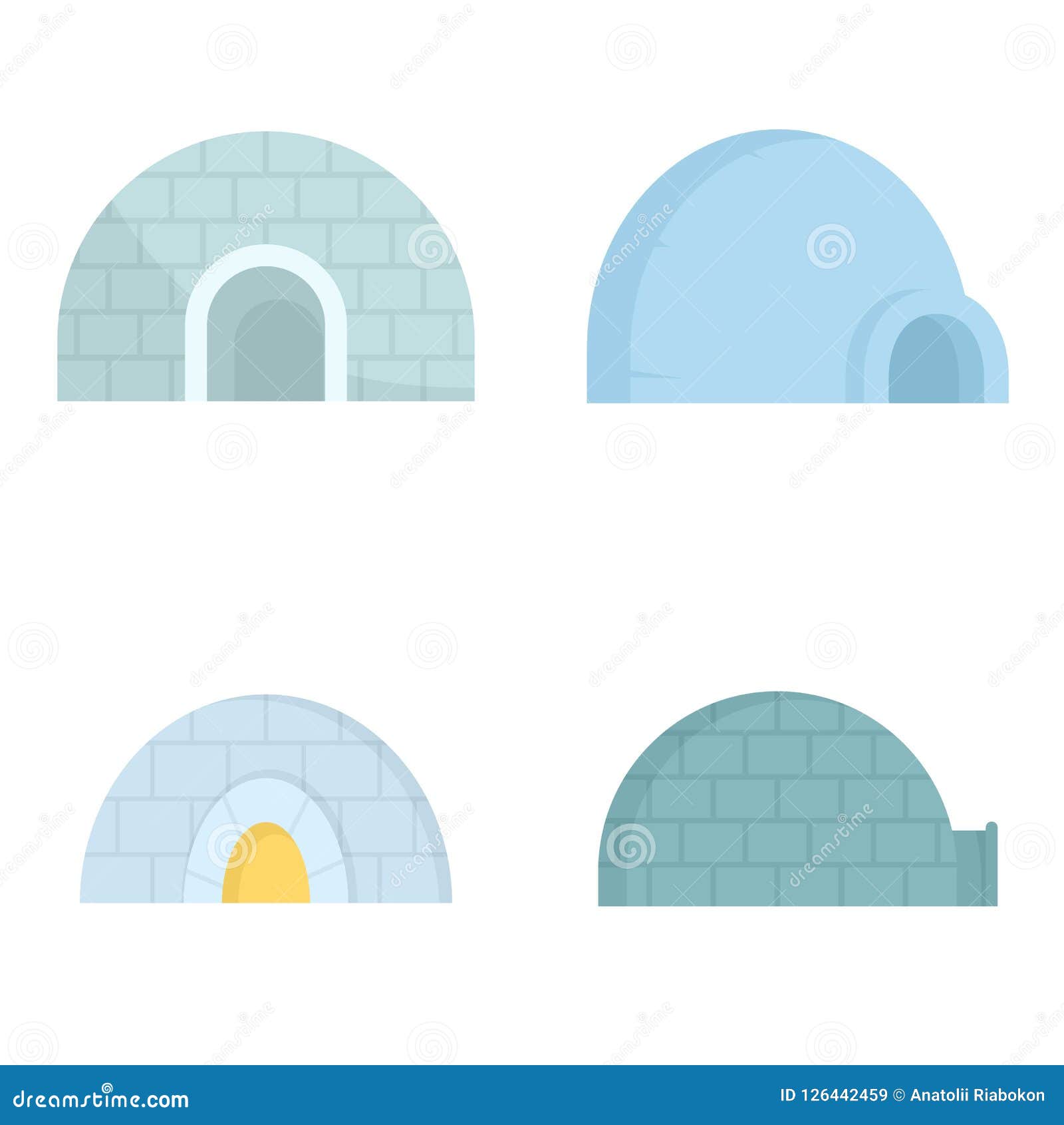 Igloo icon set, flat style stock vector. Illustration of alaska - 126442459