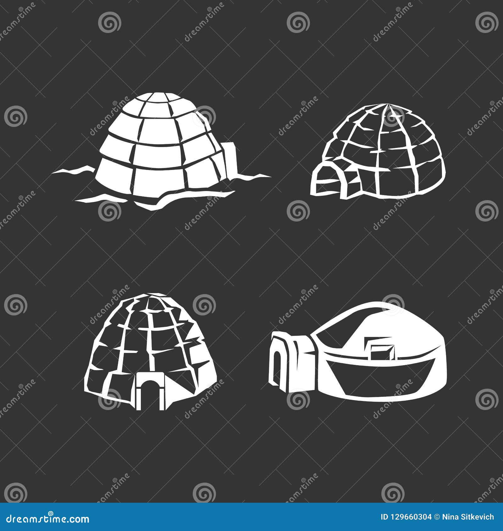 Igloo Icon Set, Simple Style Stock Vector - Illustration of graphic ...