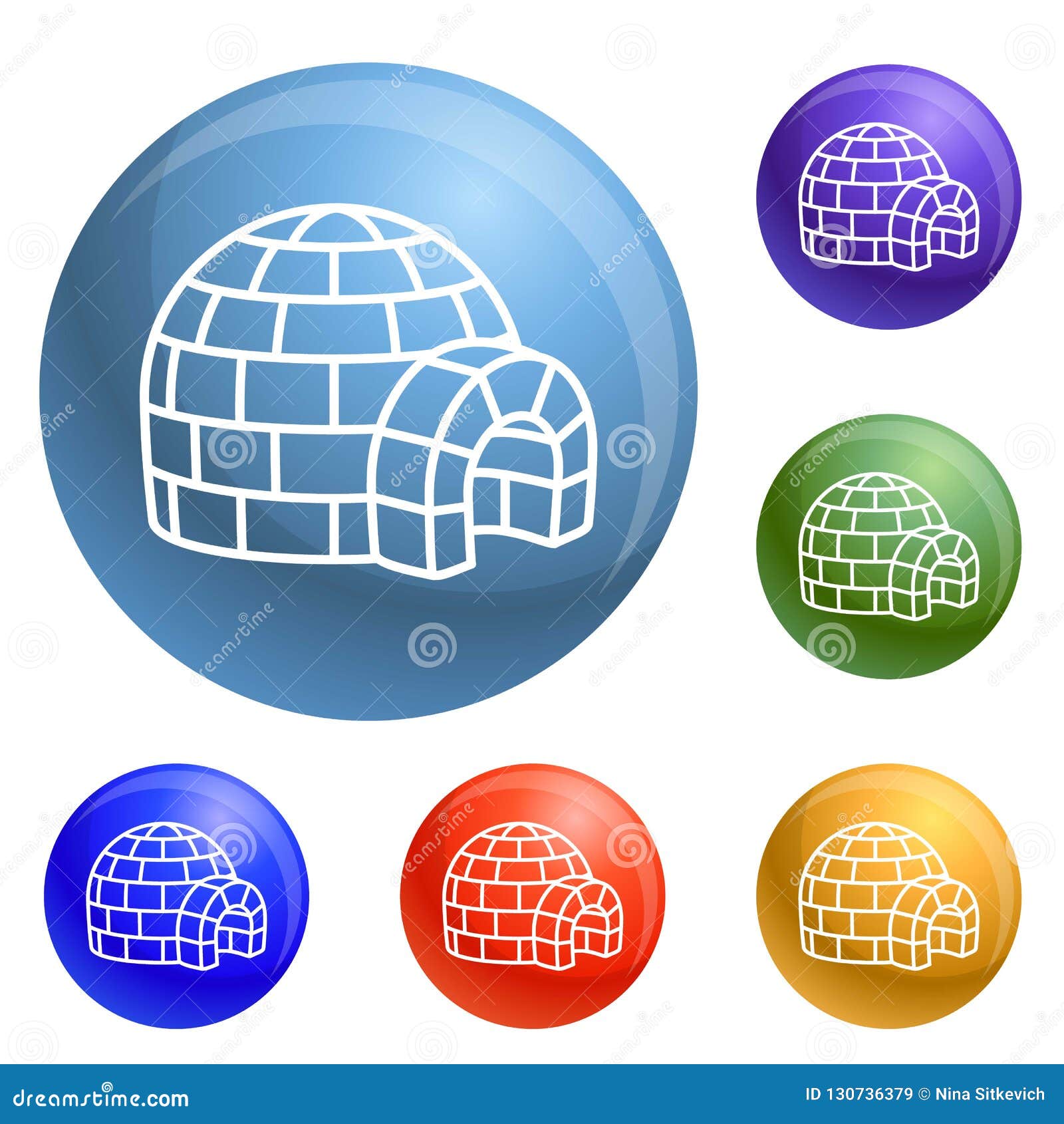 Igloo icons set vector stock vector. Illustration of arch - 130736379